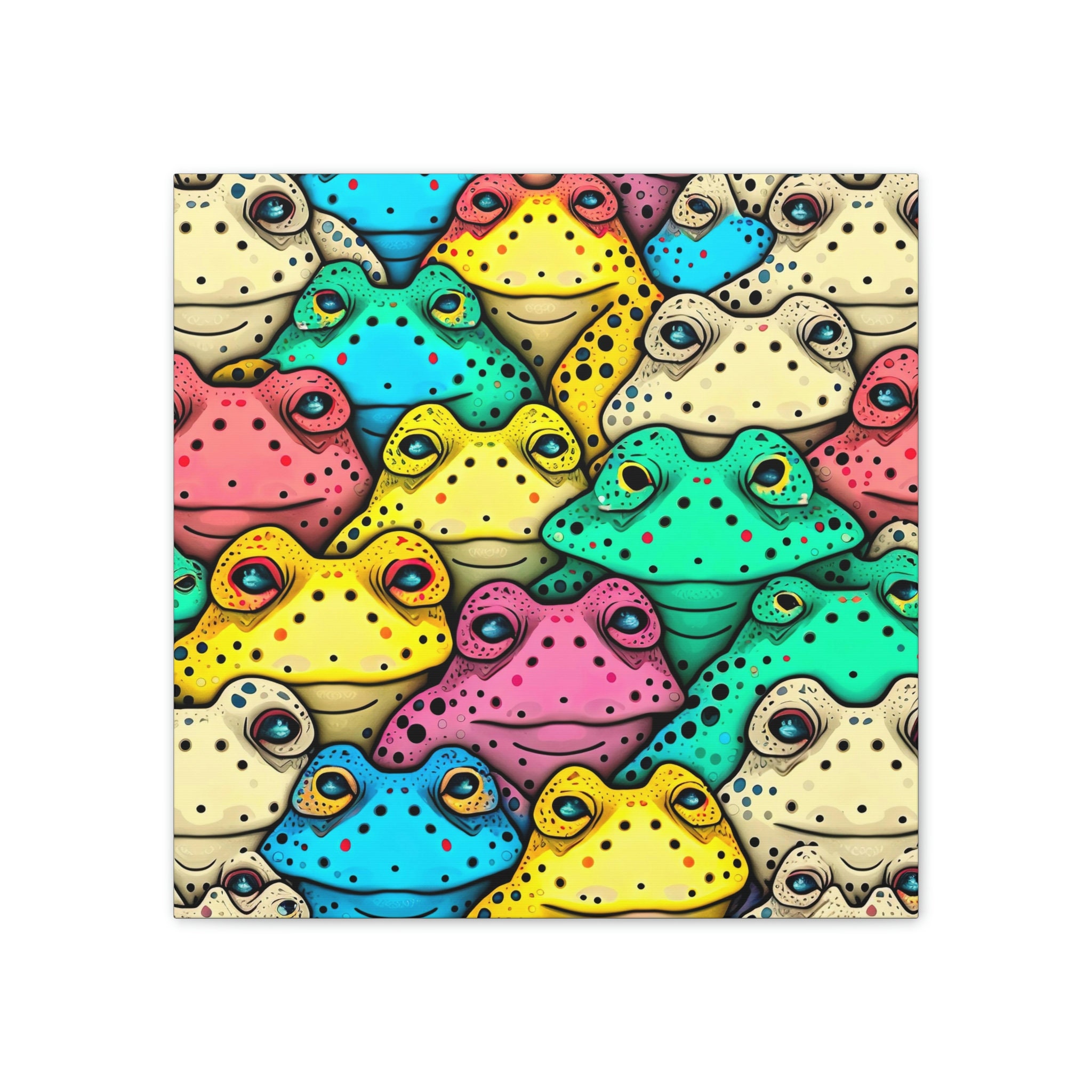 Trippy Toads Looking Canvas Wall Art, Toad Decor Nature Wall Art ...