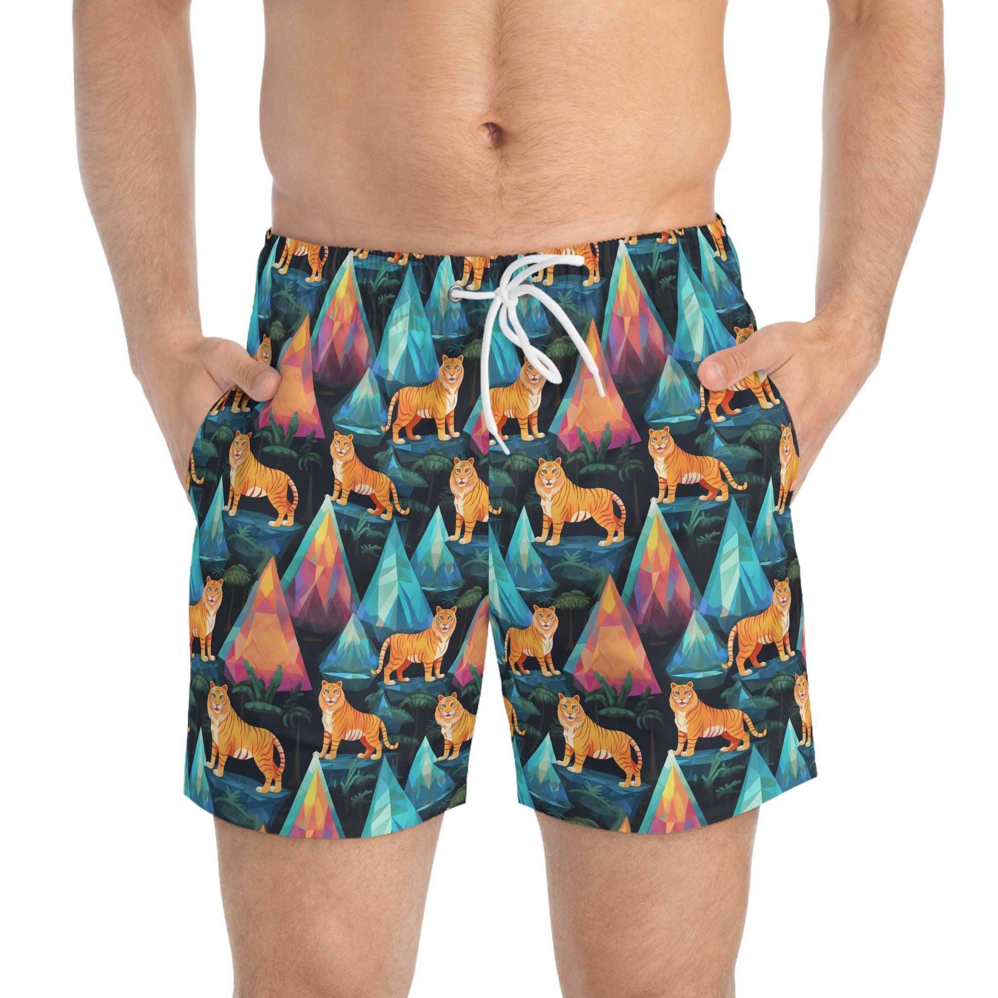 Tiger Pyramid Swim Trunks - Etsy