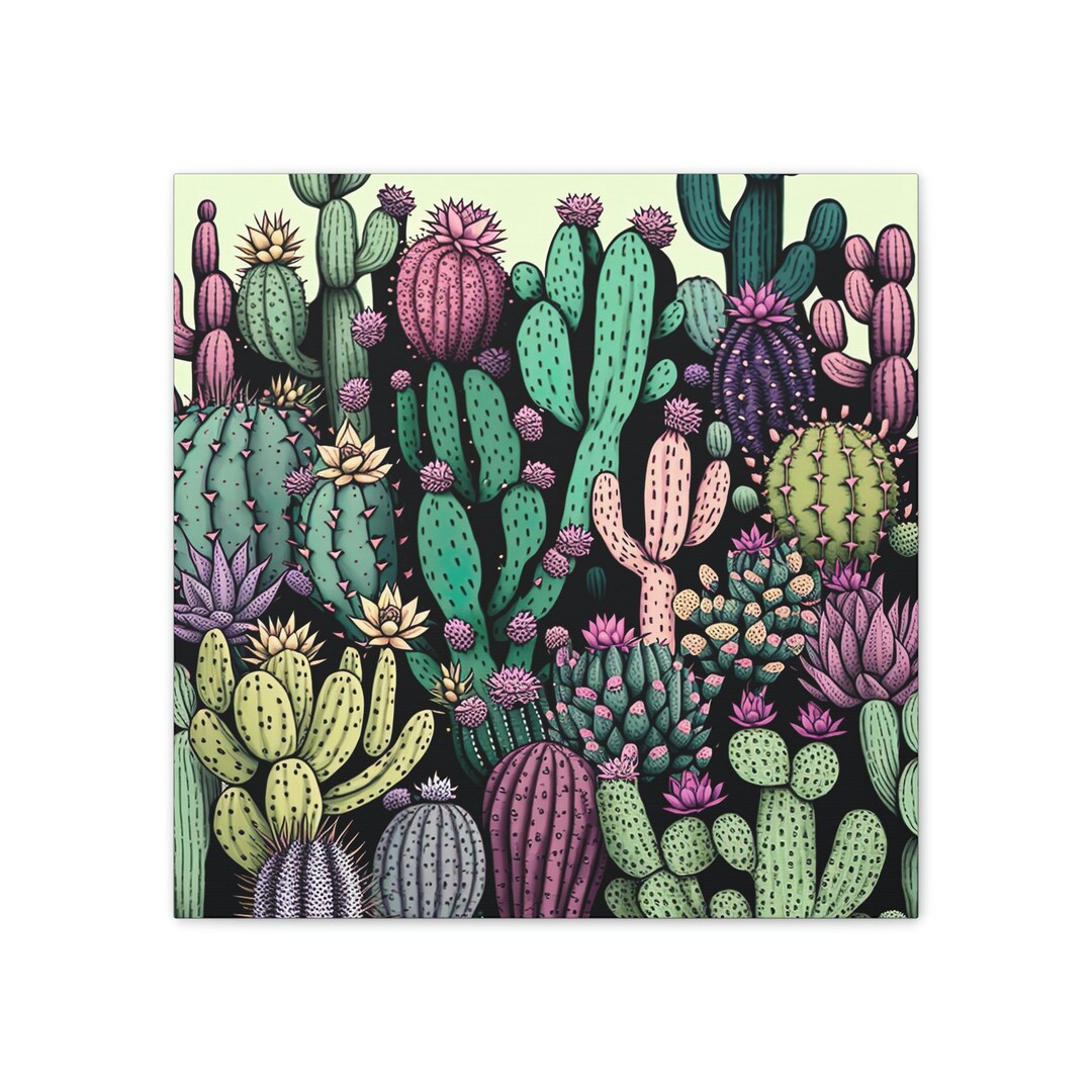 Canvas Cactus Prints, Botanical Wall Art, Cactus Floral Wall Art ...