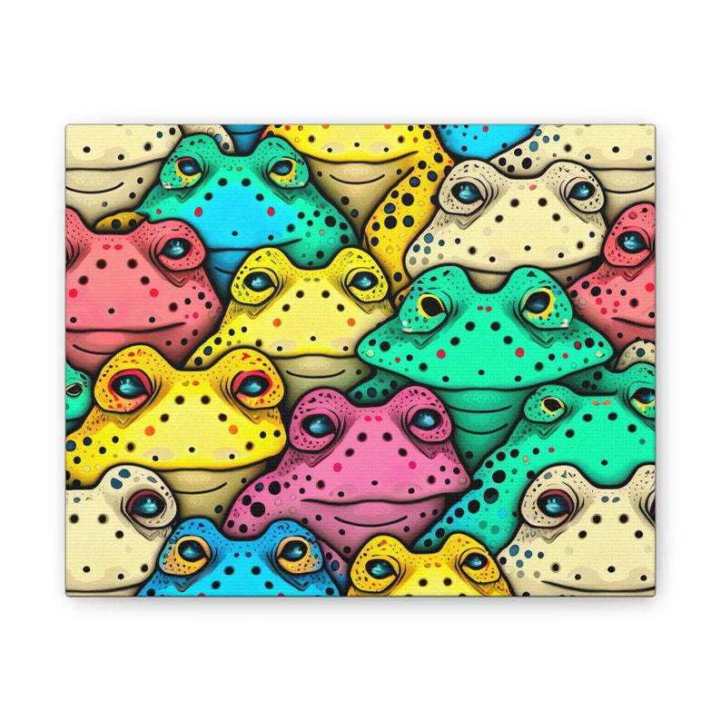 Trippy Toads Looking Canvas Wall Art, Toad Decor Nature Wall Art ...