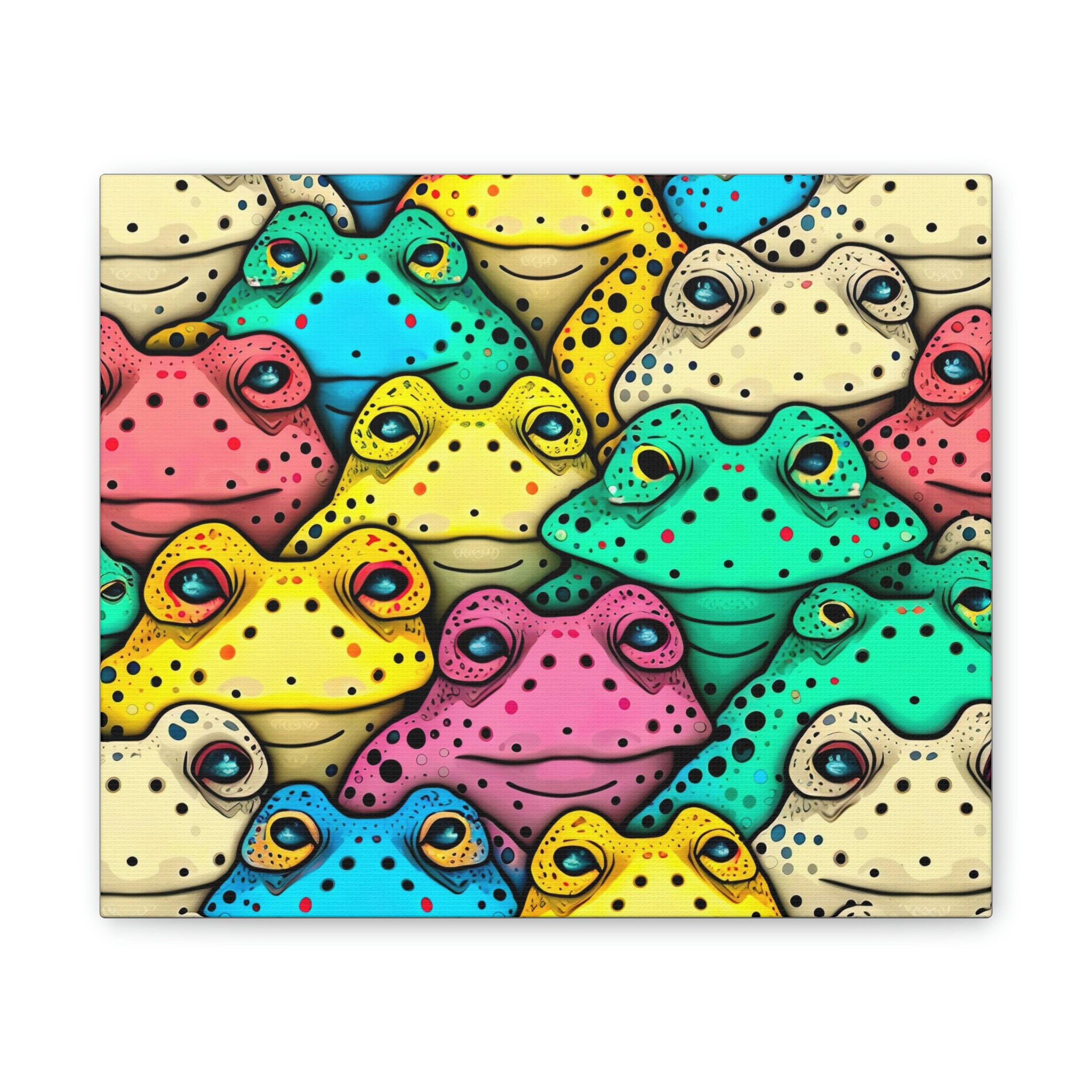 Trippy Toads Looking Canvas Wall Art, Toad Decor Nature Wall Art ...