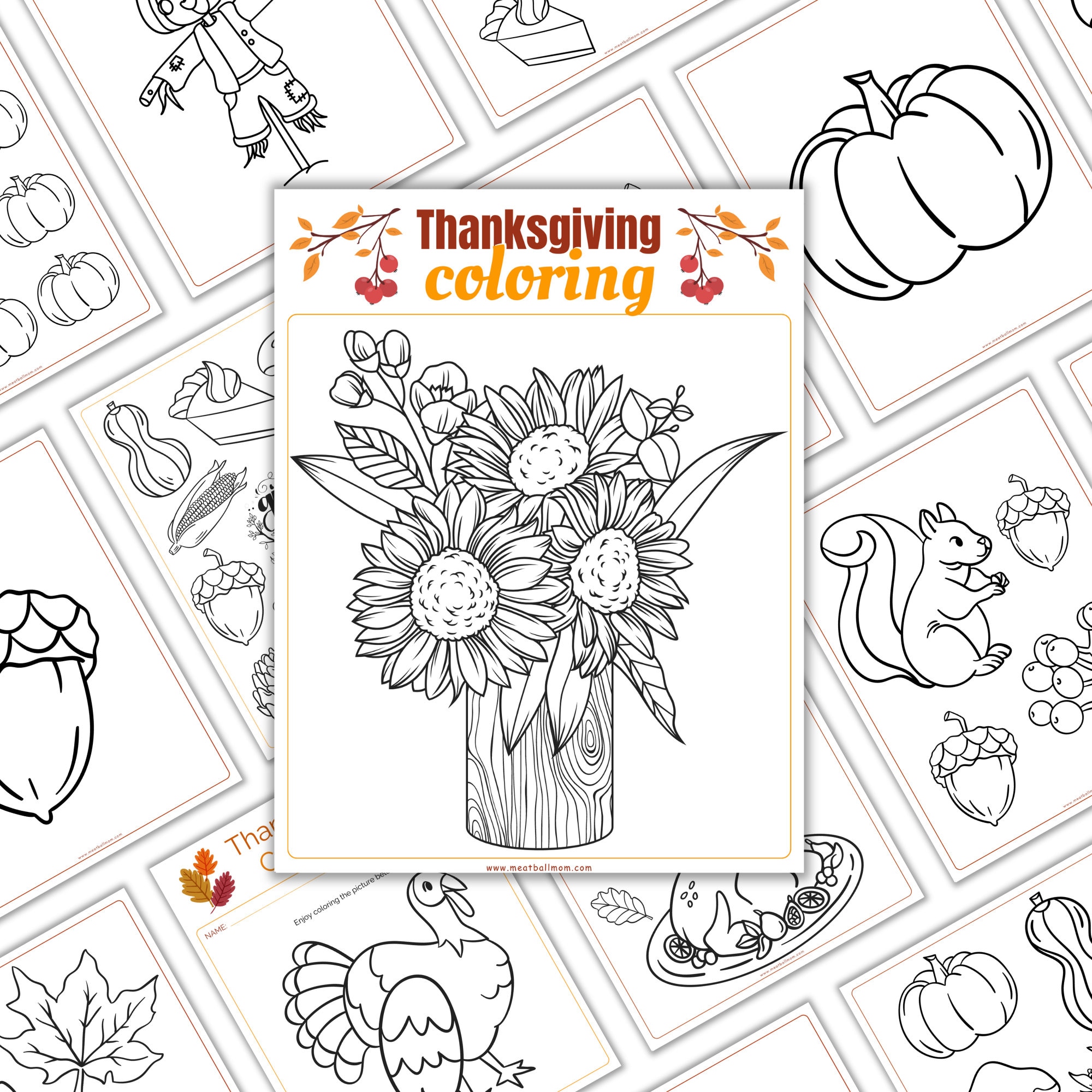 Fall & Thanksgiving Coloring Pages for Kids; Fall Coloring Fun ...