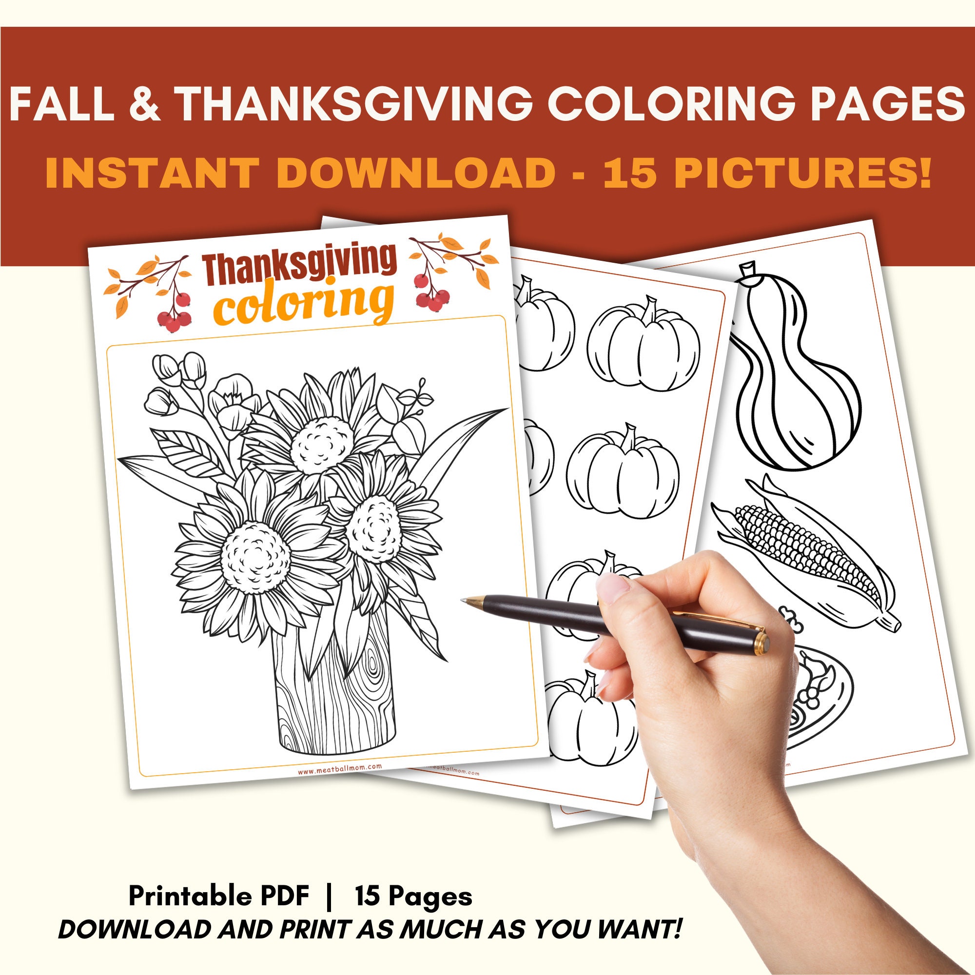 Fall & Thanksgiving Coloring Pages for Kids; Fall Coloring Fun ...