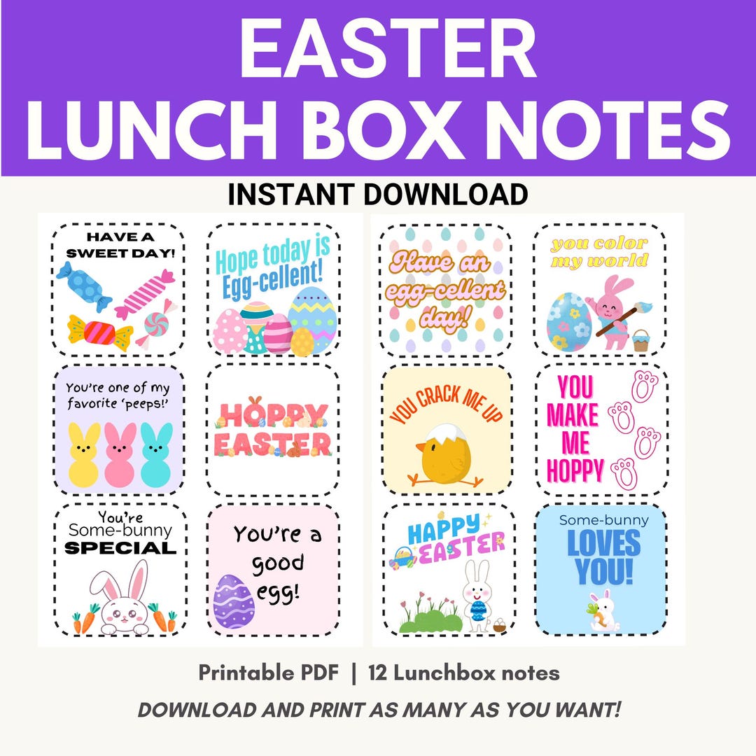 Easter Lunch Box Notes!!! / Lunch Box Notes / Easter Activity for Kids ...