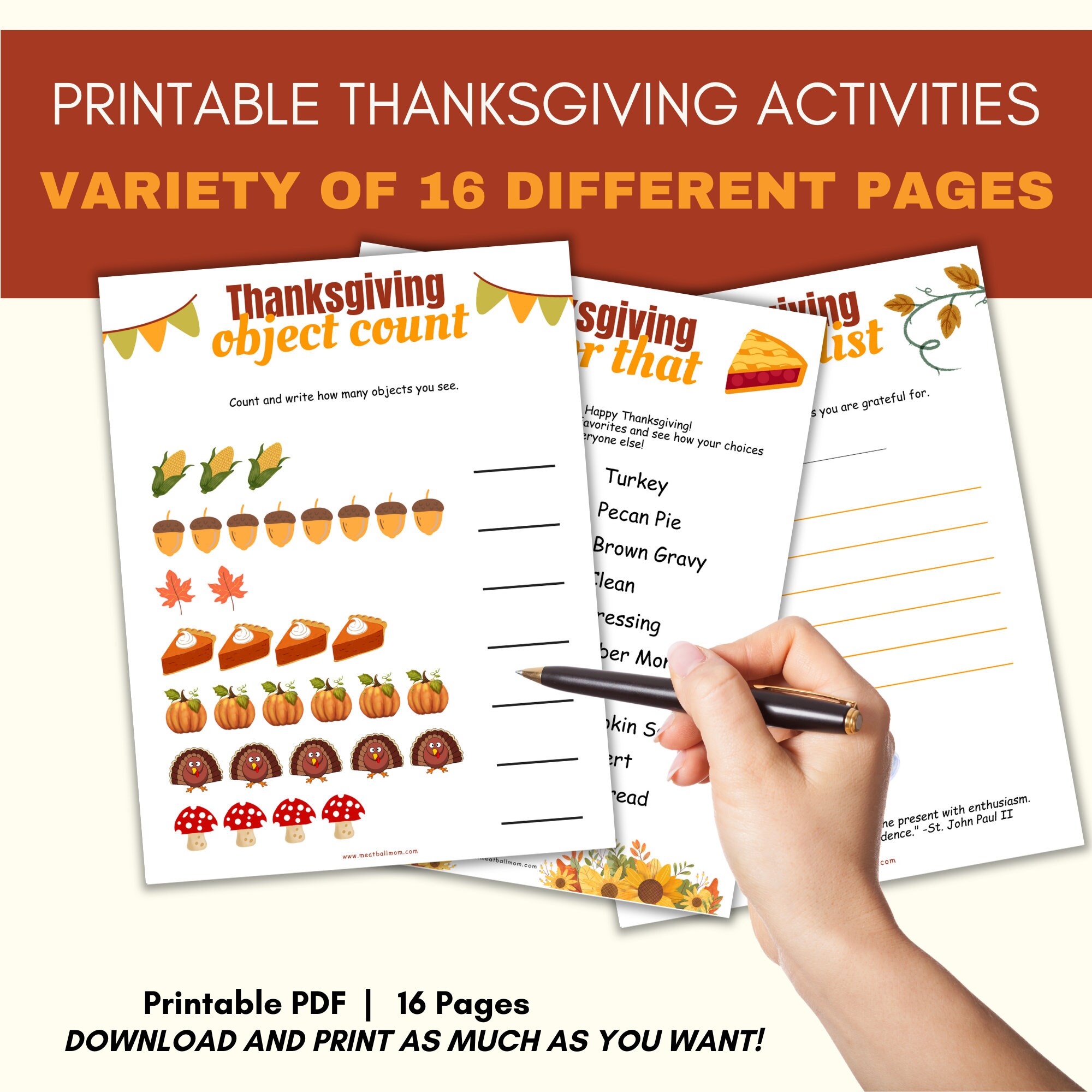 Printable Thanksgiving Activities Kit: Word Searches, Writing Prompts ...