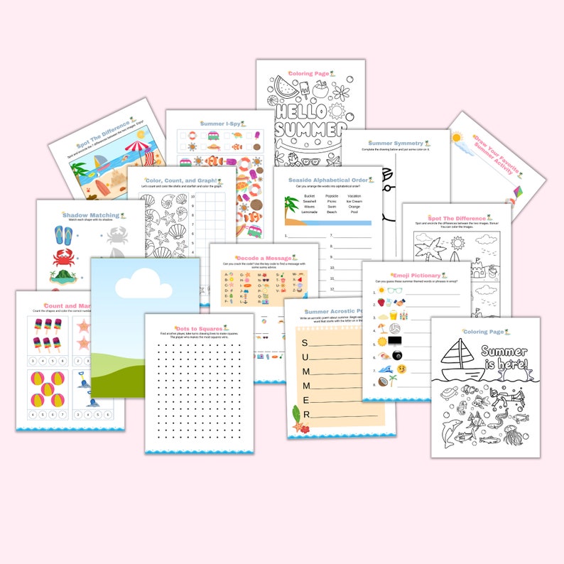 Summer Kids Activities: 50+ Fun Activity Pages (printable PDF) - Etsy