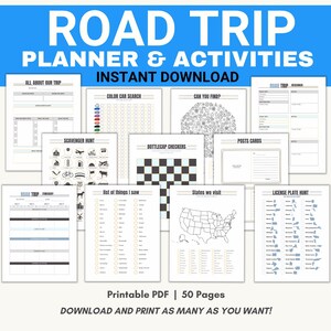 Road Trip Planner & Activities, 50 Page Printable (PDF) - Etsy