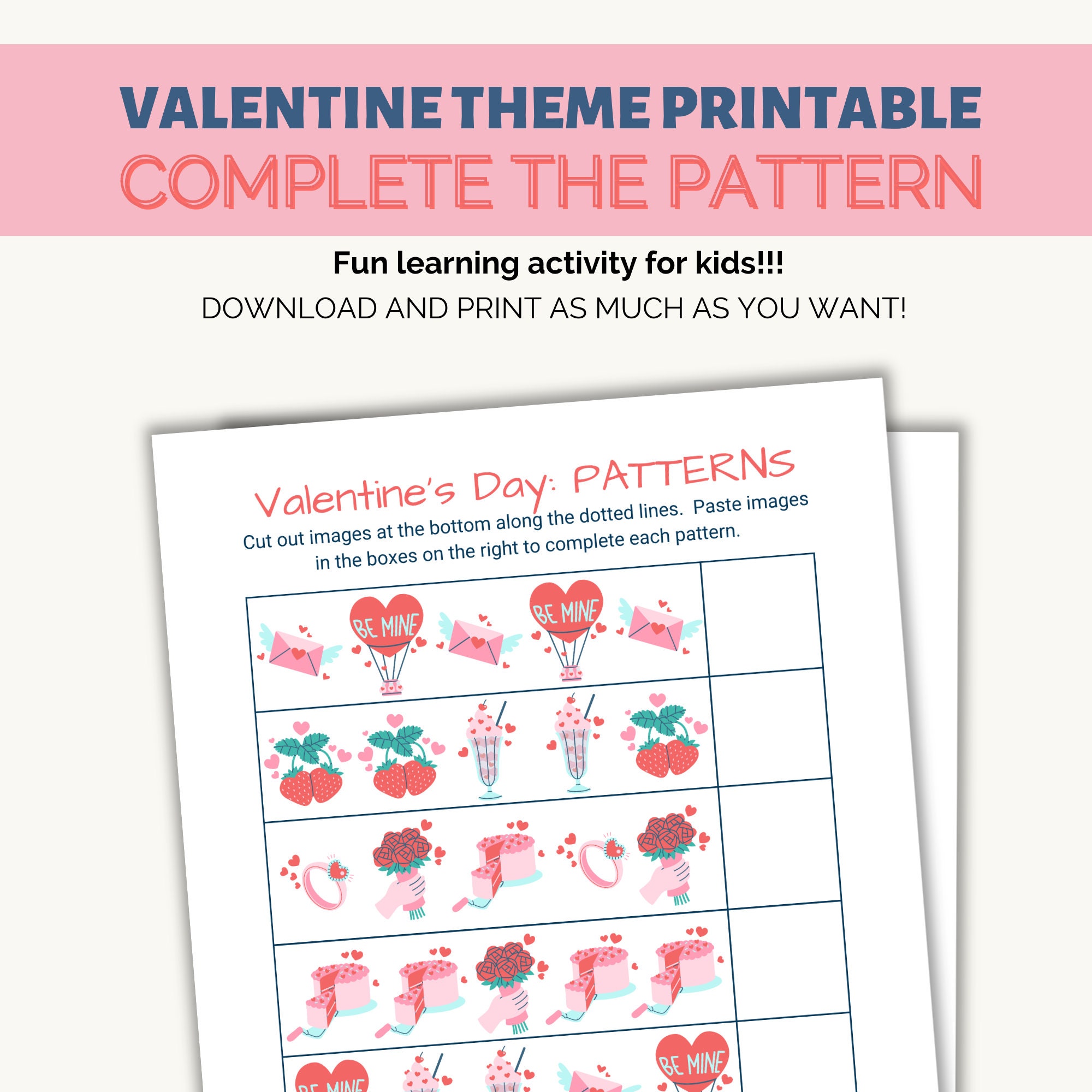 Valentine's Day Printable , Pattern Printable , Printables for Kids ...