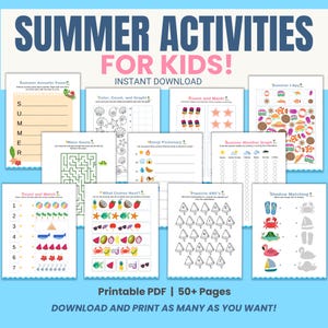 Summer Kids Activities: 50+ Fun Activity Pages (printable PDF) - Etsy
