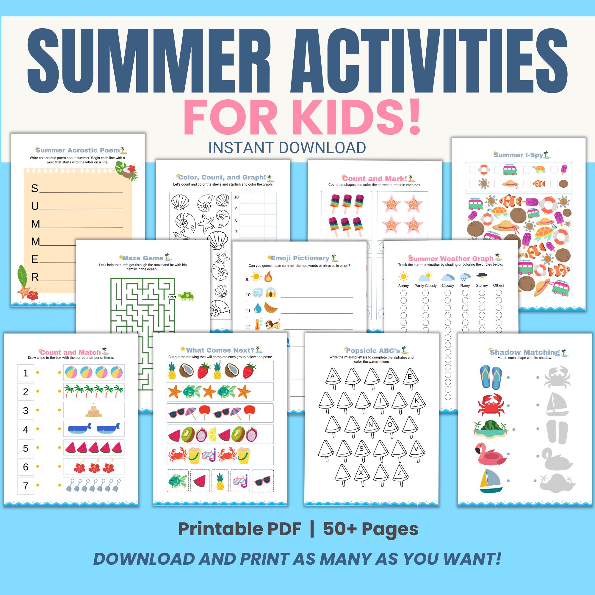Summer Activities for Kids! / Summer Kids Activities / Summer Activity ...