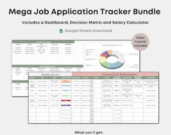 Excel Job Application Tracker Bundle With Decision Matrix & Salary ...