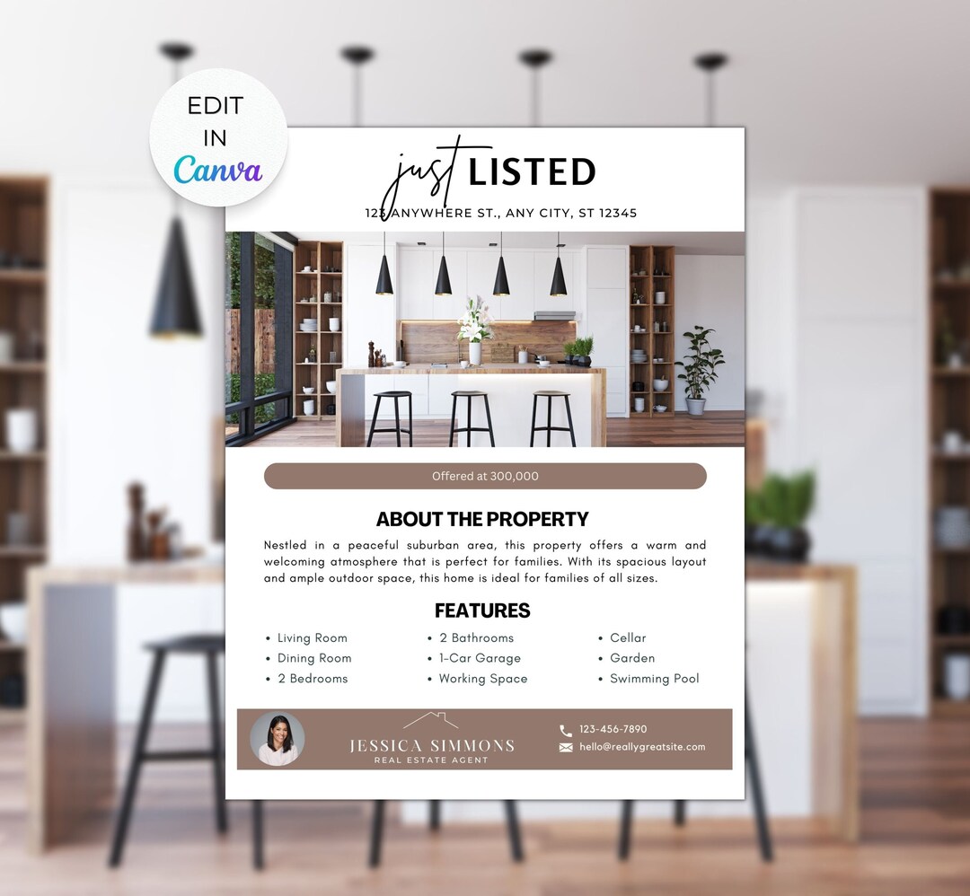 Professional Real Estate Home Feature Sheet Template | Canva Editable ...