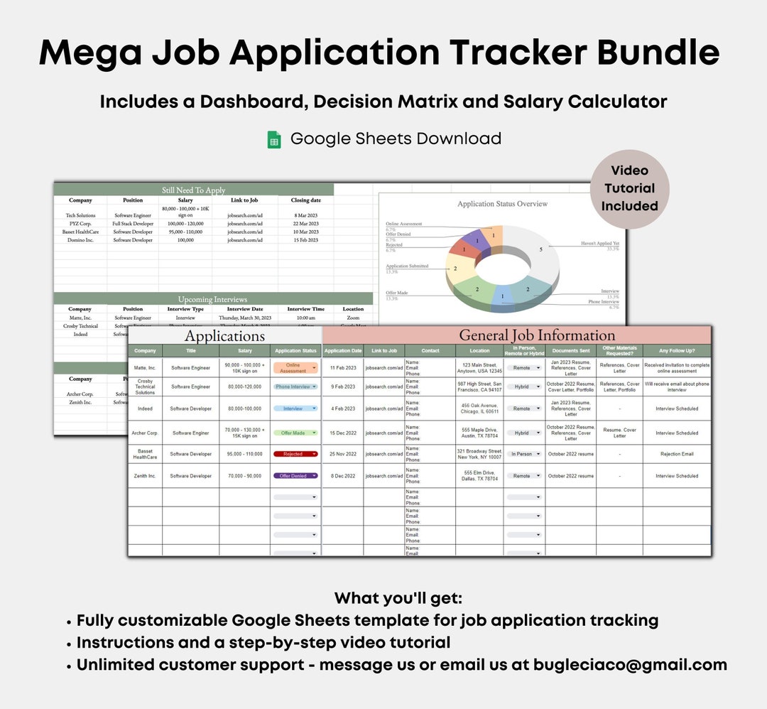 Job Application Tracker Bundle With Decision Matrix and Salary ...