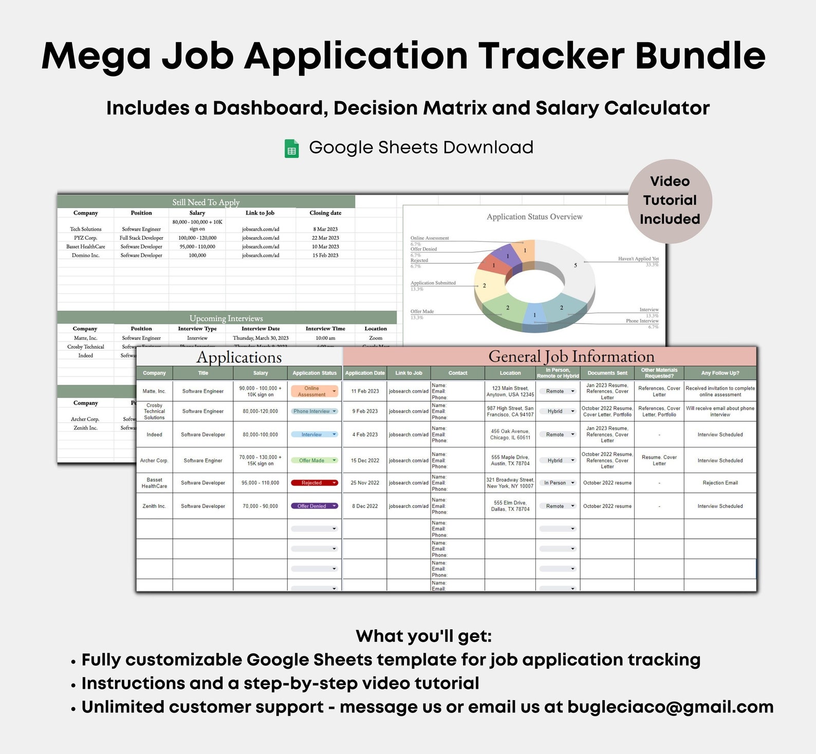 Job Application Tracker Bundle With Decision Matrix and Salary ...