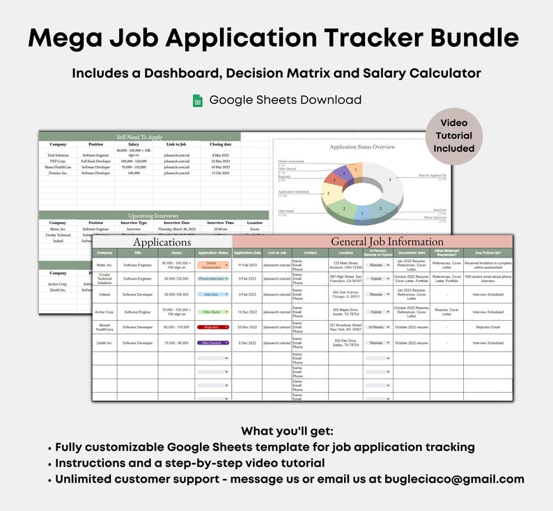 Job Application Tracker Bundle With Decision Matrix and Salary ...