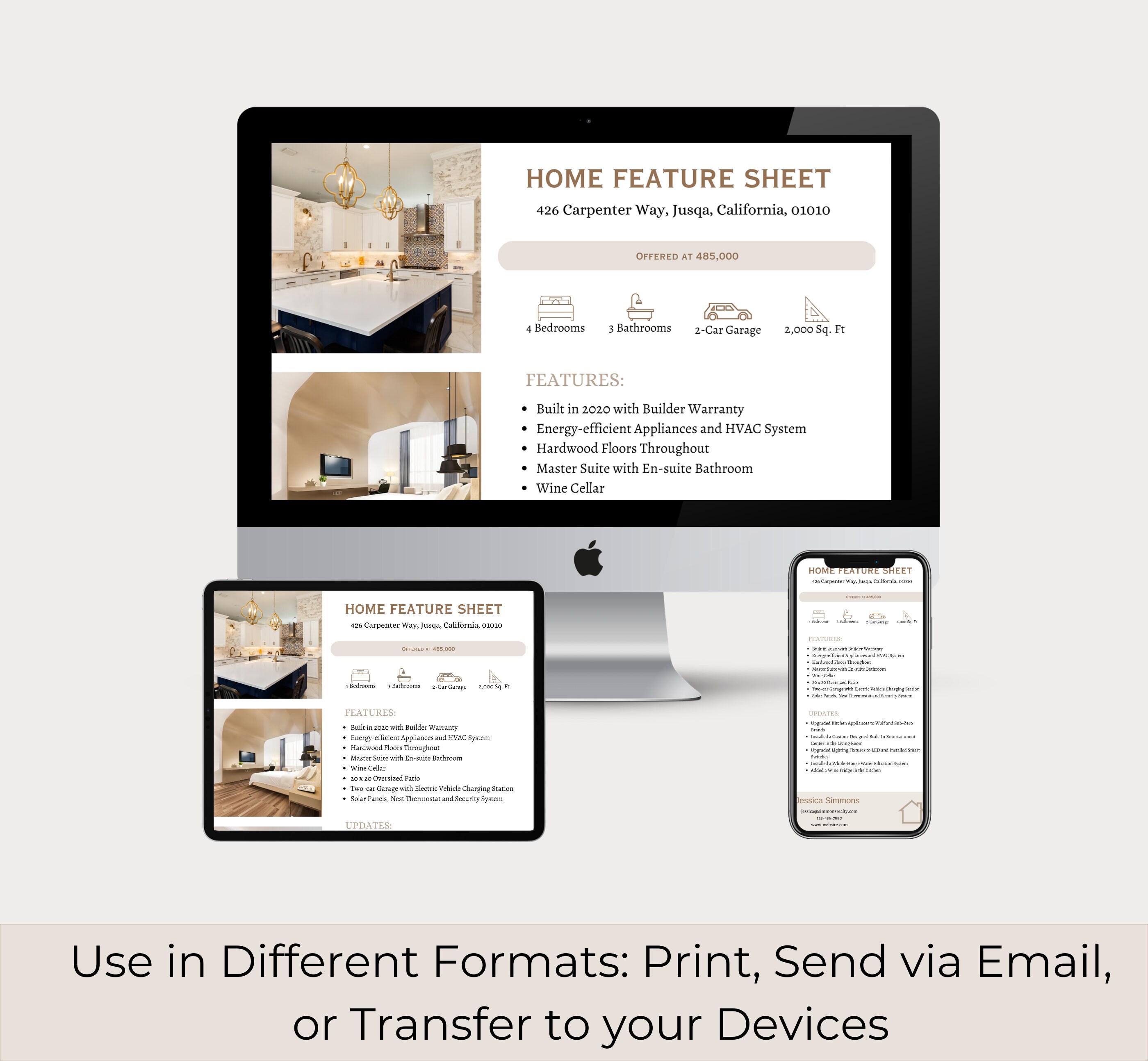 Customizable Real Estate Home Feature Sheet Template Canva Flyer With ...