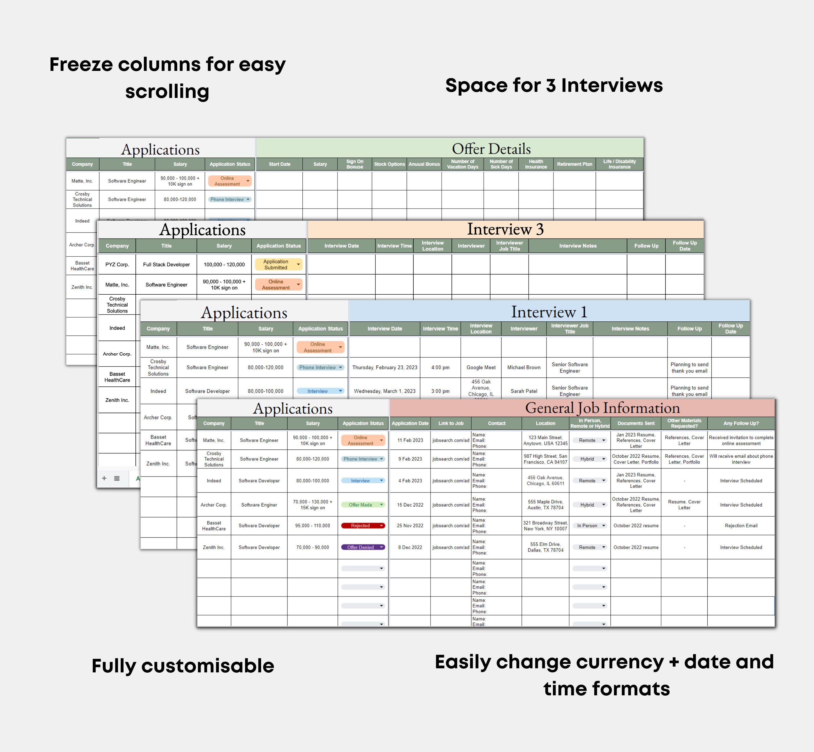 Job Application Tracker Bundle With Decision Matrix and Salary ...