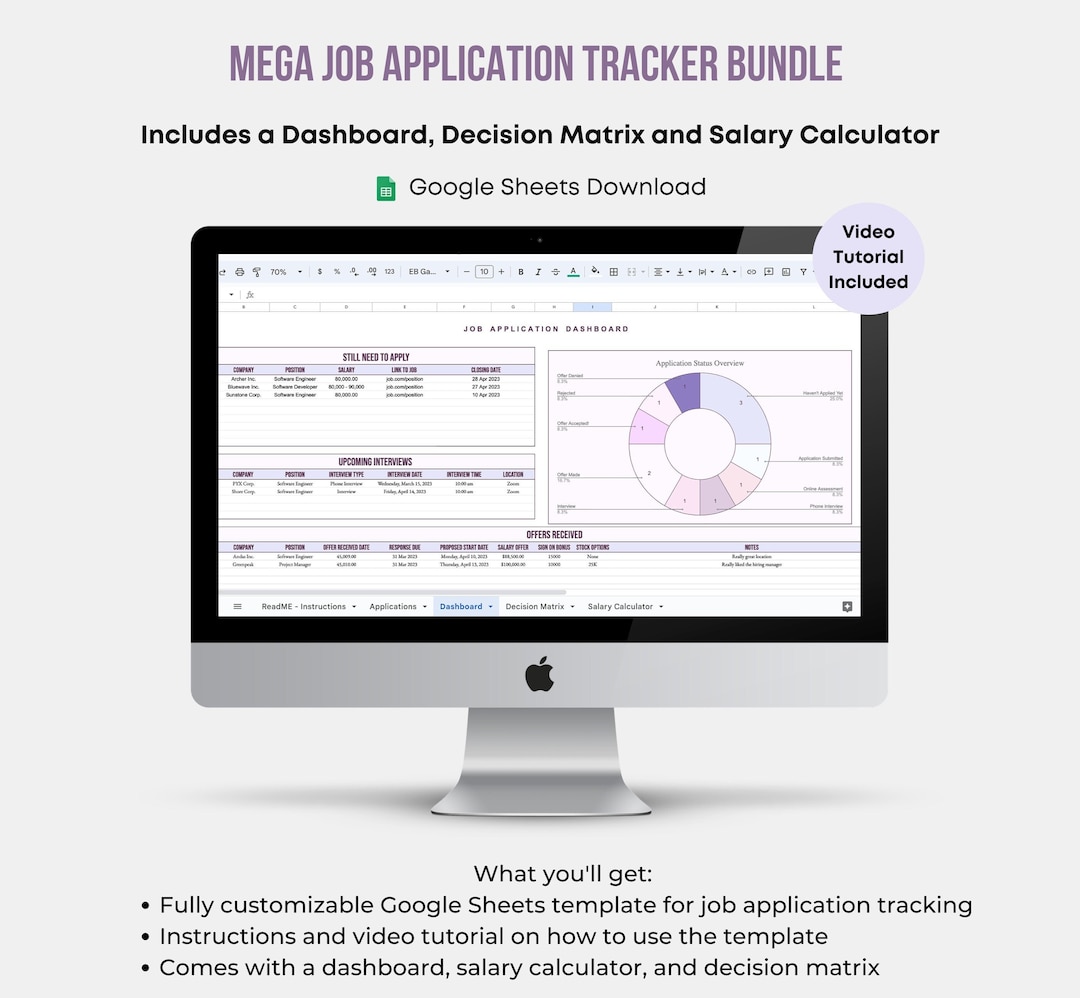 Job Application Tracker Bundle With Decision Matrix and Salary ...