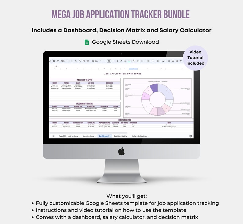 Job Application Tracker Bundle With Decision Matrix and Salary ...