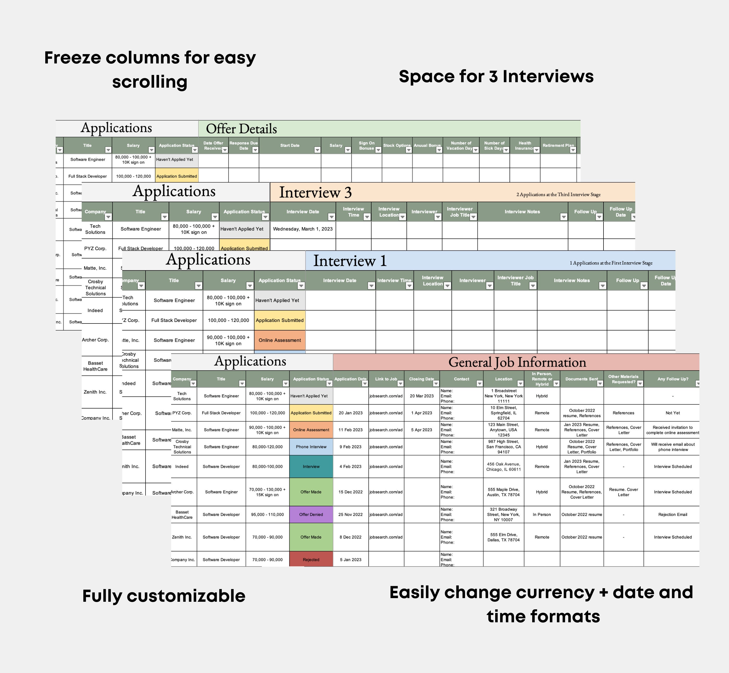 Excel Job Application Tracker Bundle With Decision Matrix & Salary ...