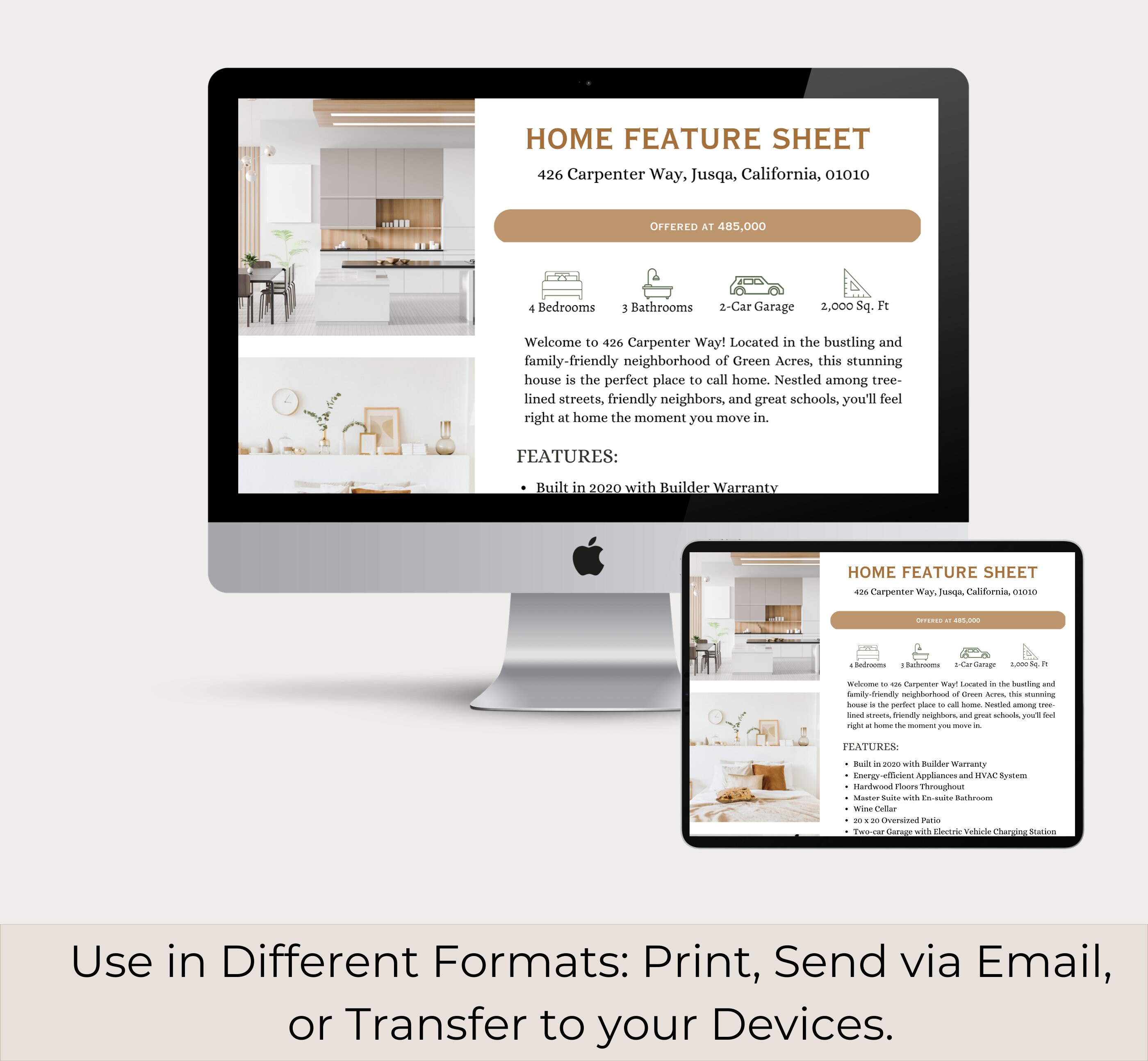 Professional Real Estate Home Feature Sheet Template | Canva Editable ...