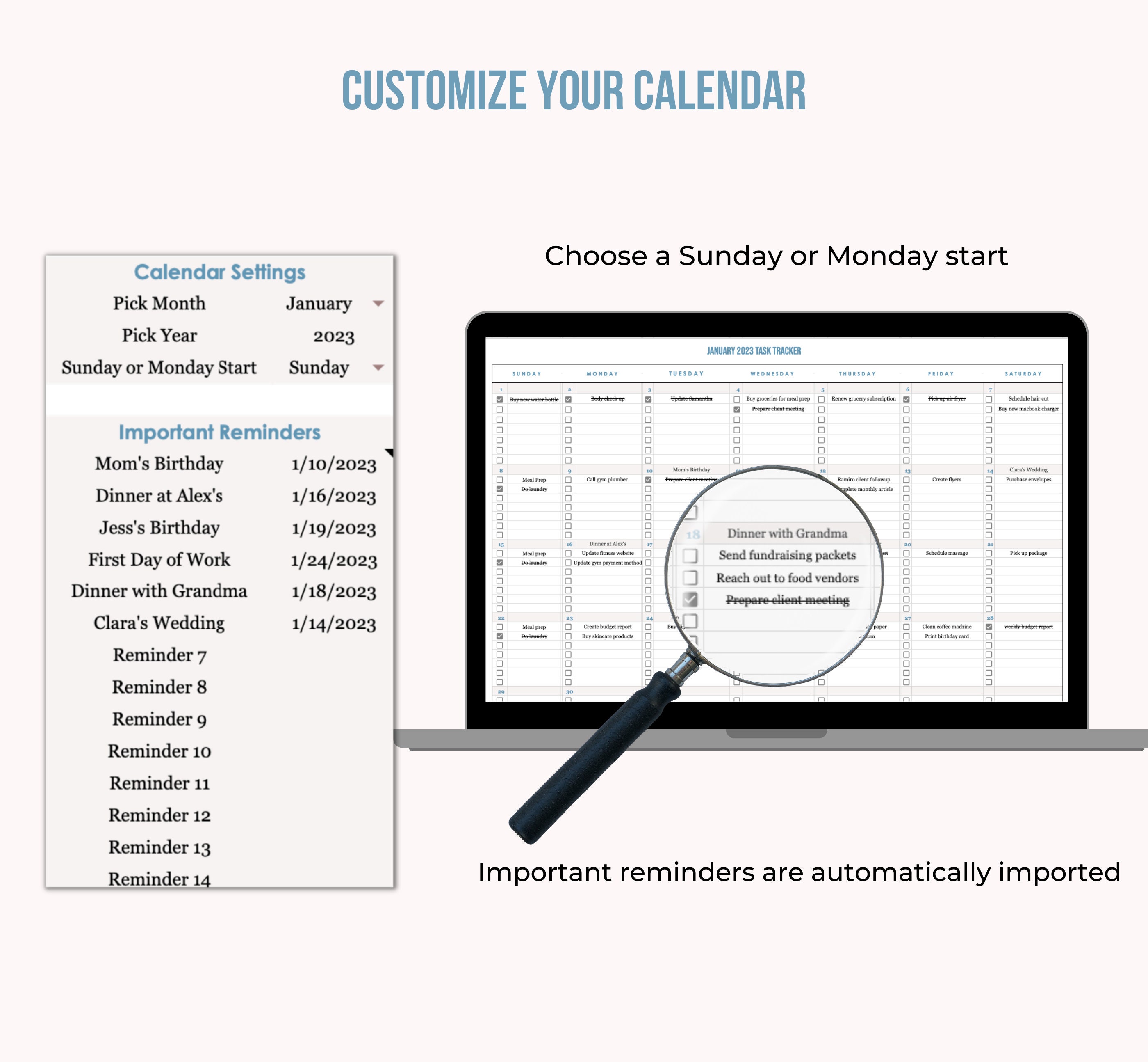 Dynamic to Do List and Calendar | Google Sheets Task Tracker Spreadsheet | Customizable Digital ...