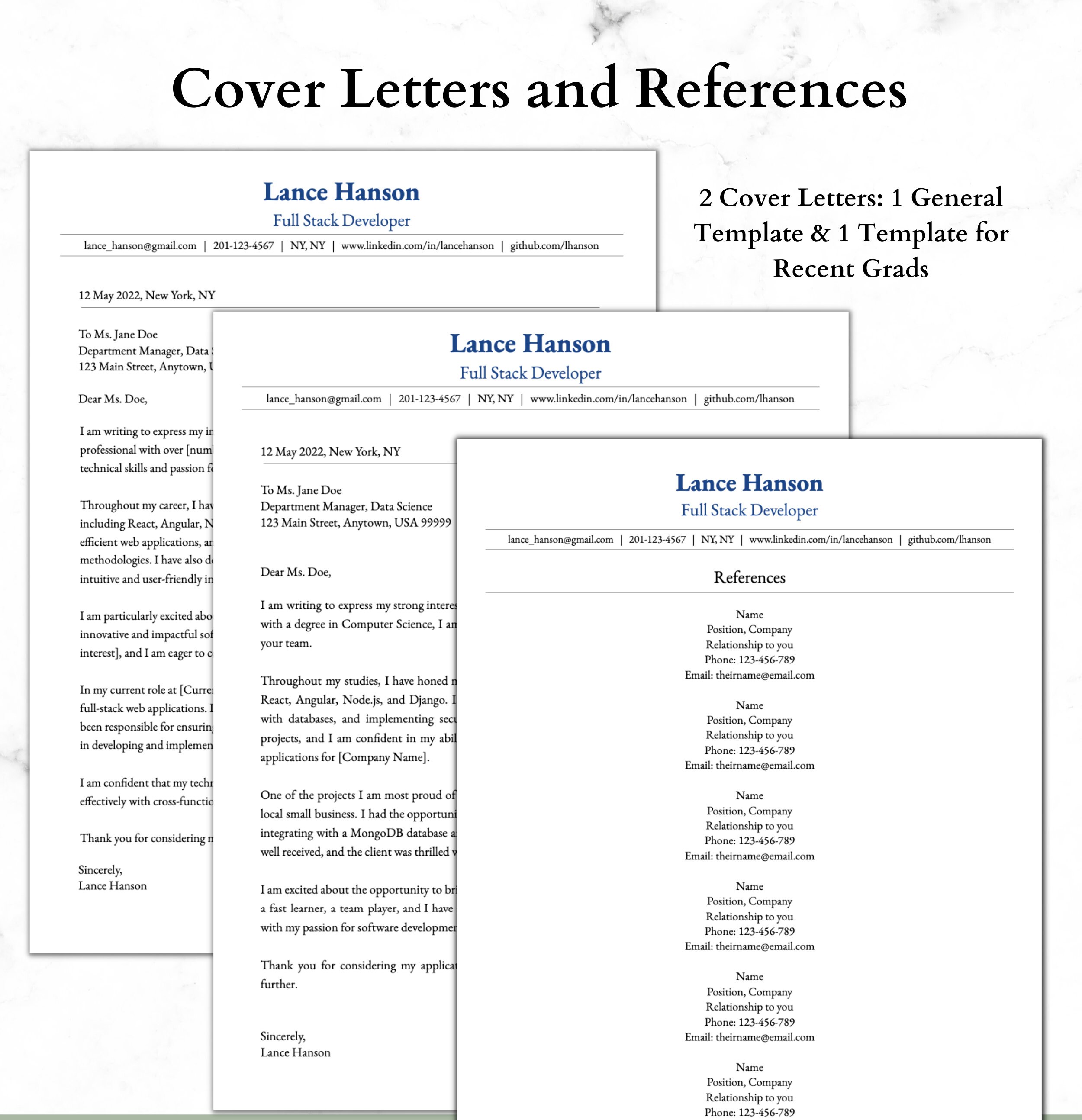 Modern IT & Tech ATS Template | Cover Letter and References Template ...