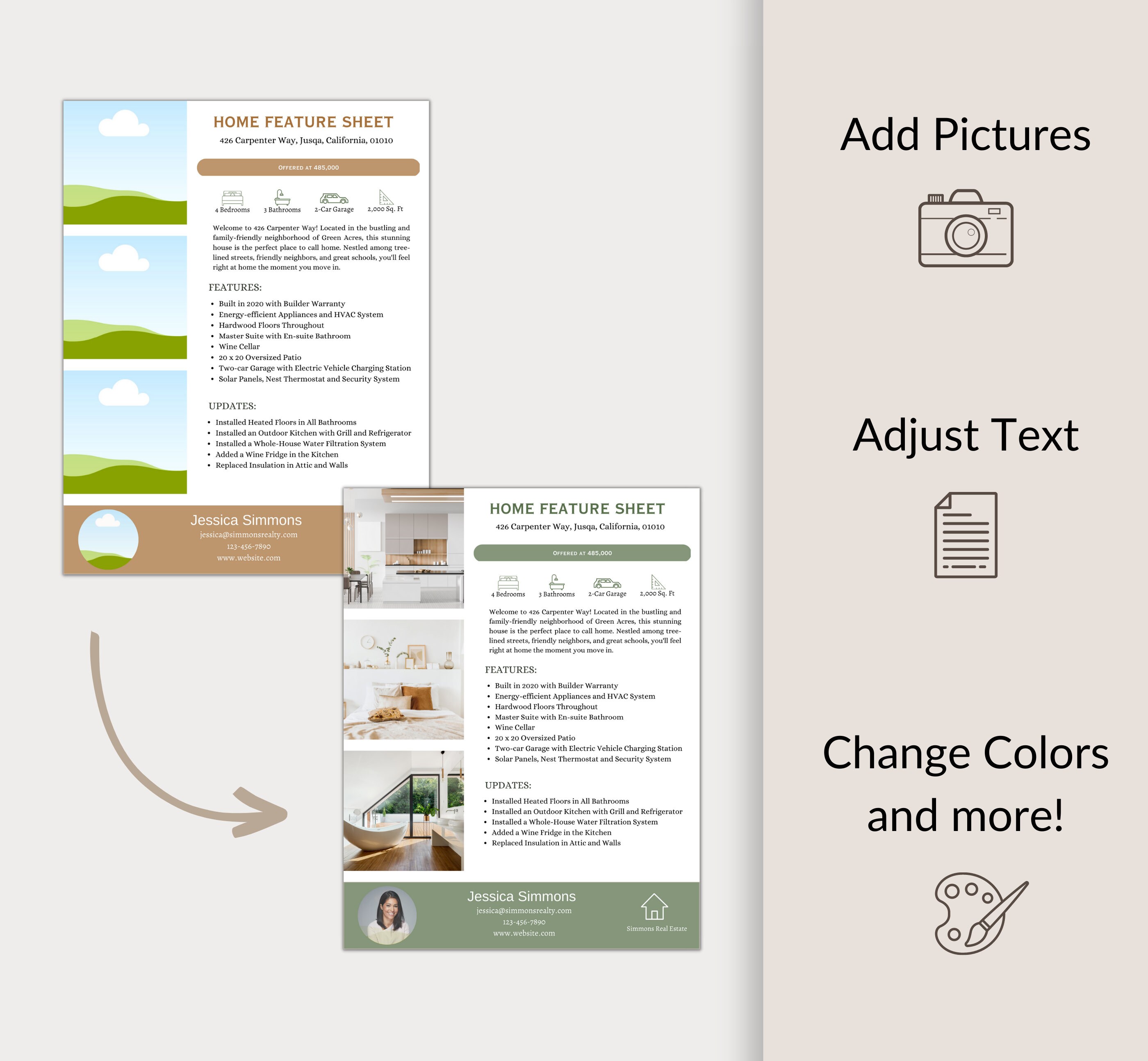 Professional Real Estate Home Feature Sheet Template | Canva Editable ...
