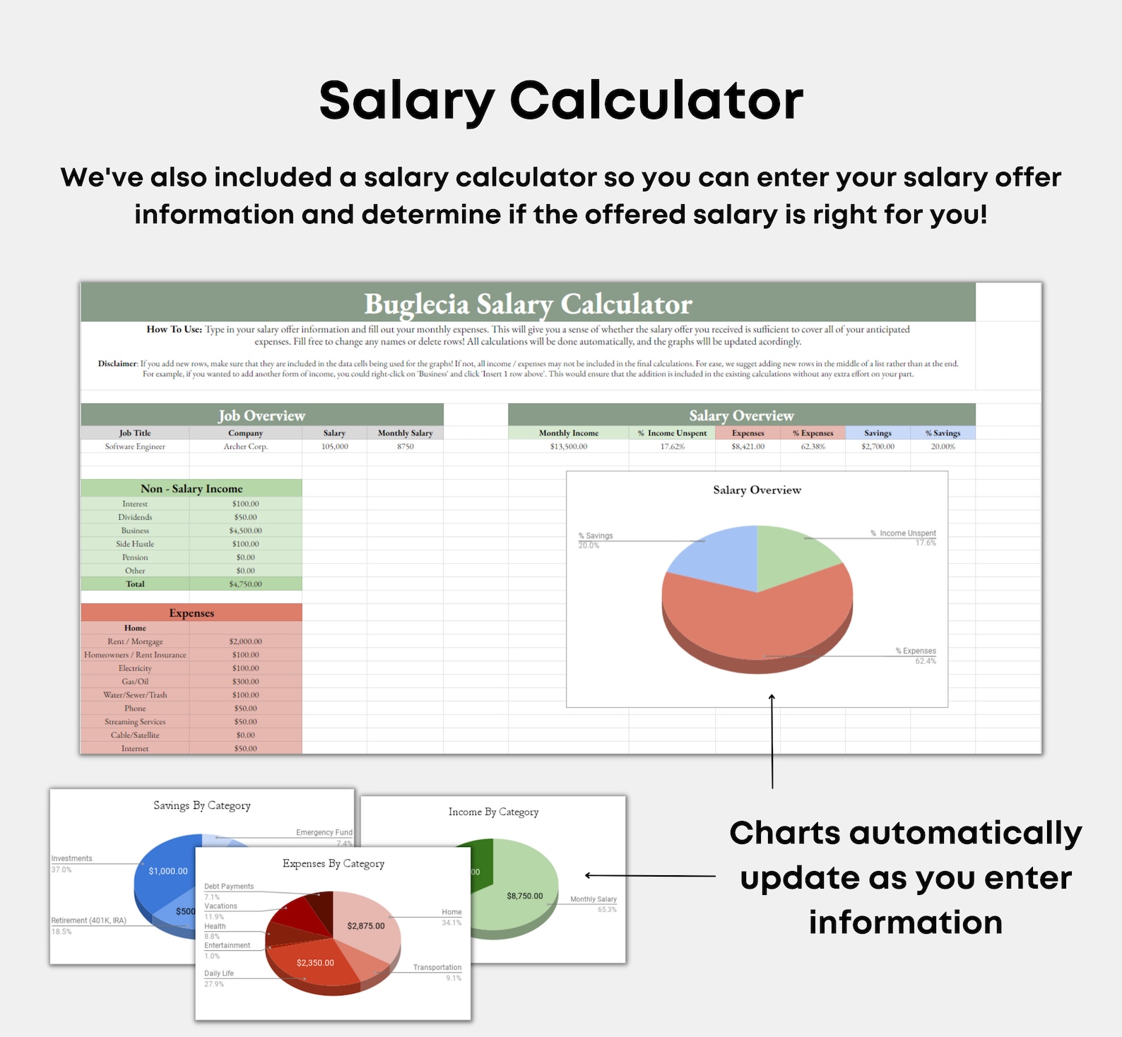 Excel Job Application Tracker Bundle With Decision Matrix & Salary ...