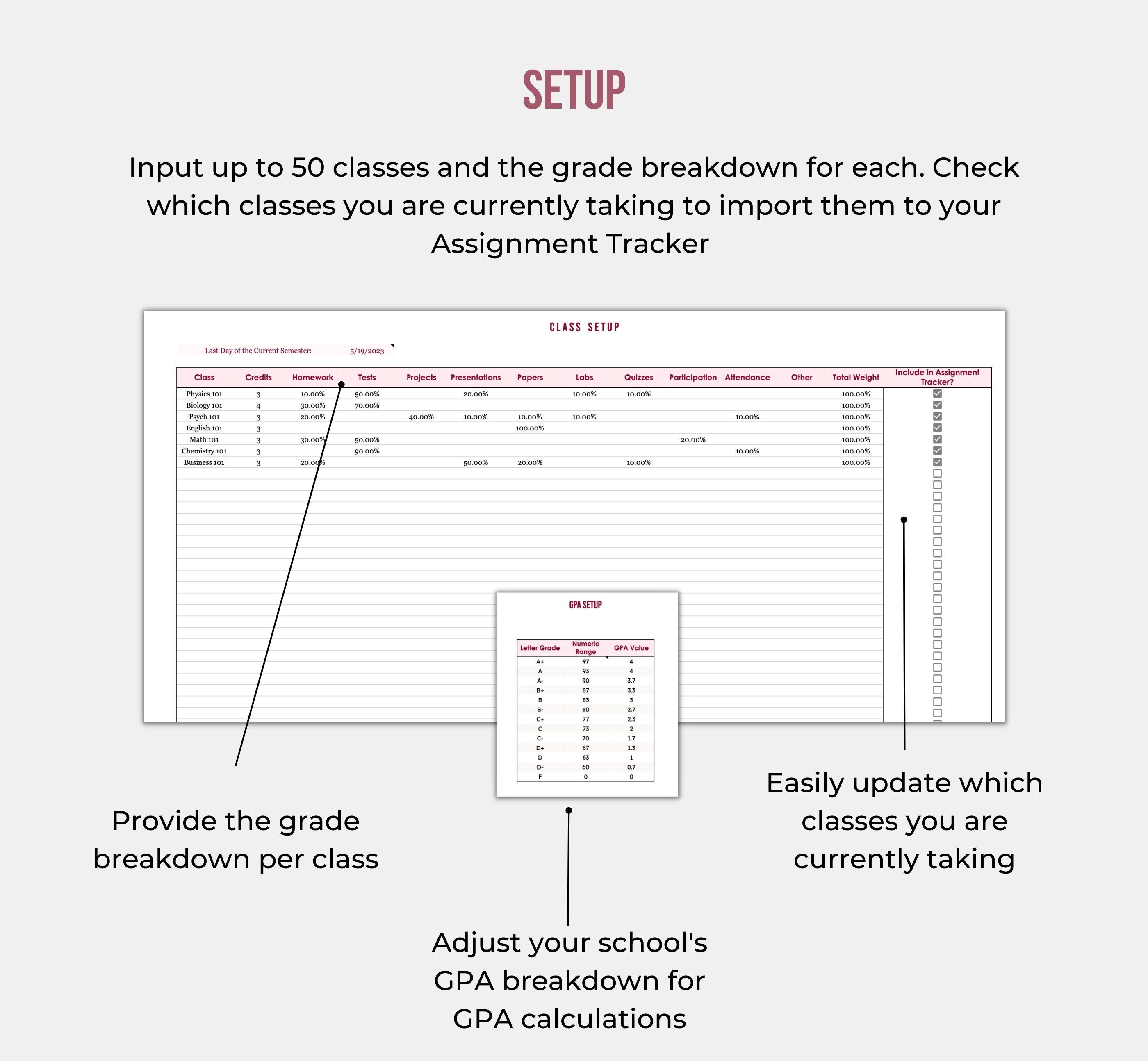 Assignment Tracker | Student Planner | Google Sheets Spreadsheet ...