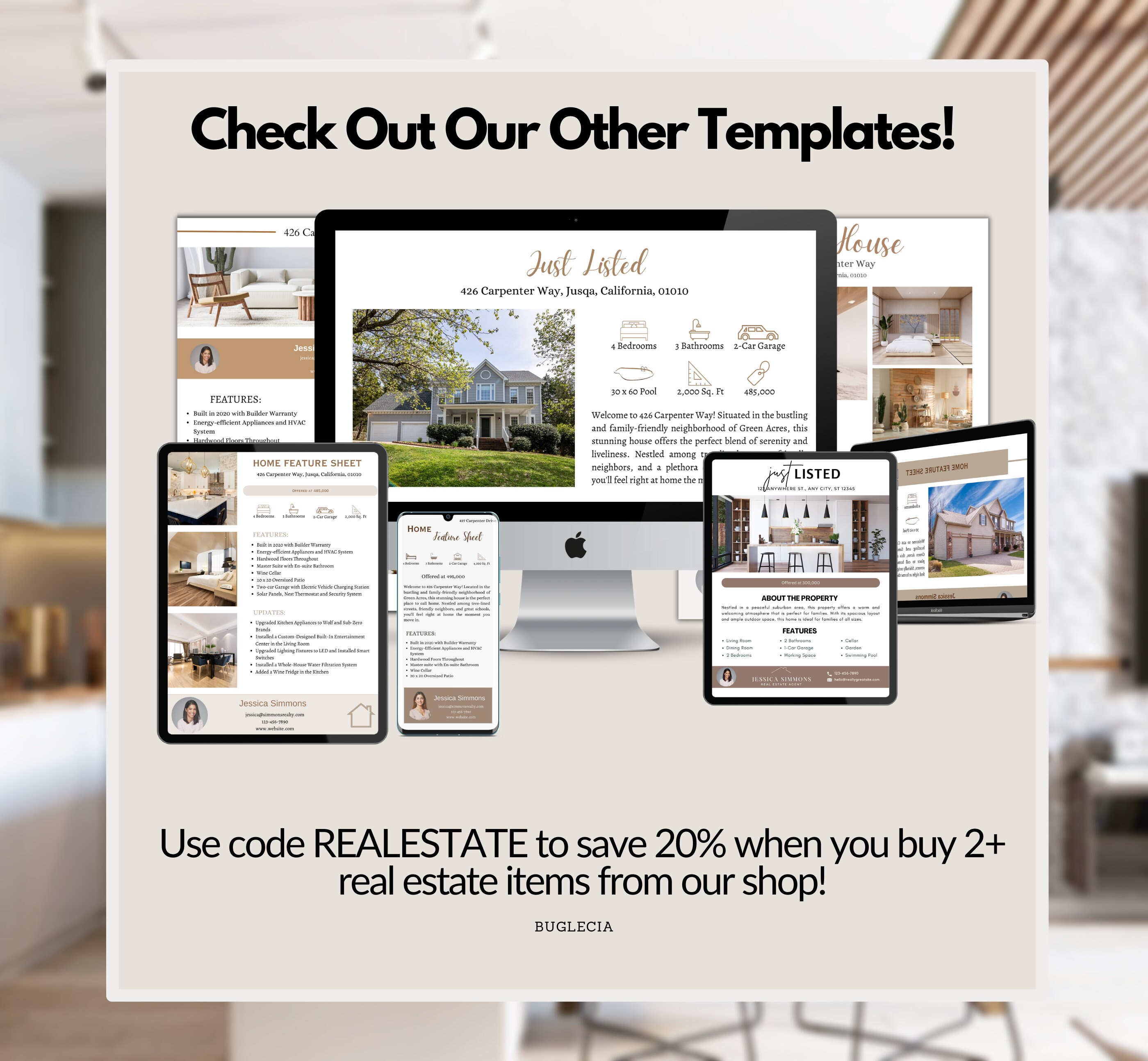 Modern Home Feature Sheet Template | Canva Editable Template | Real ...