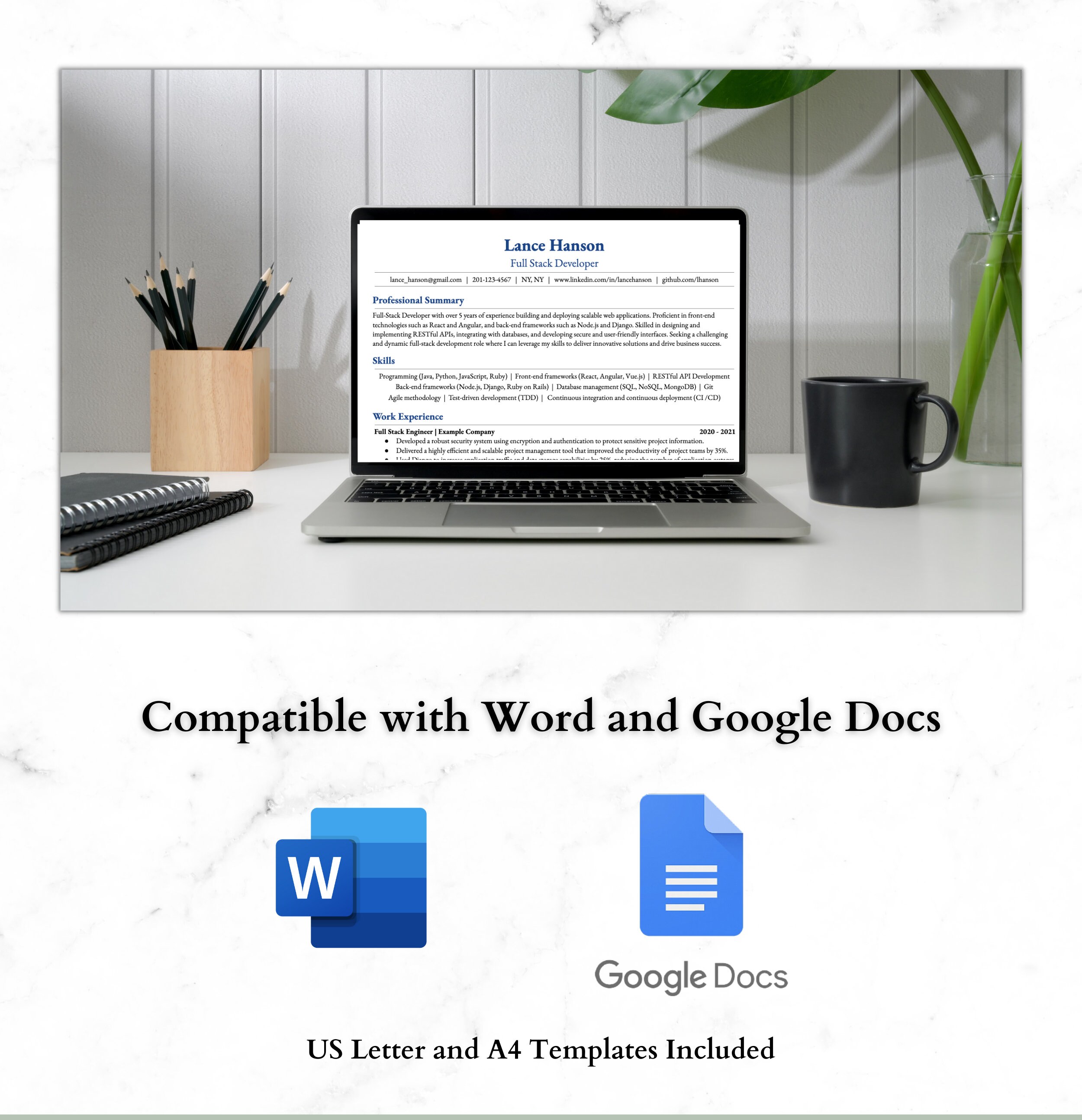 Modern IT & Tech ATS Template | Cover Letter and References Template ...