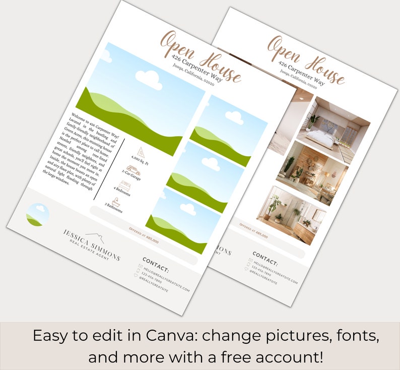 Modern Open House Template | Canva Editable Template | Real Estate ...