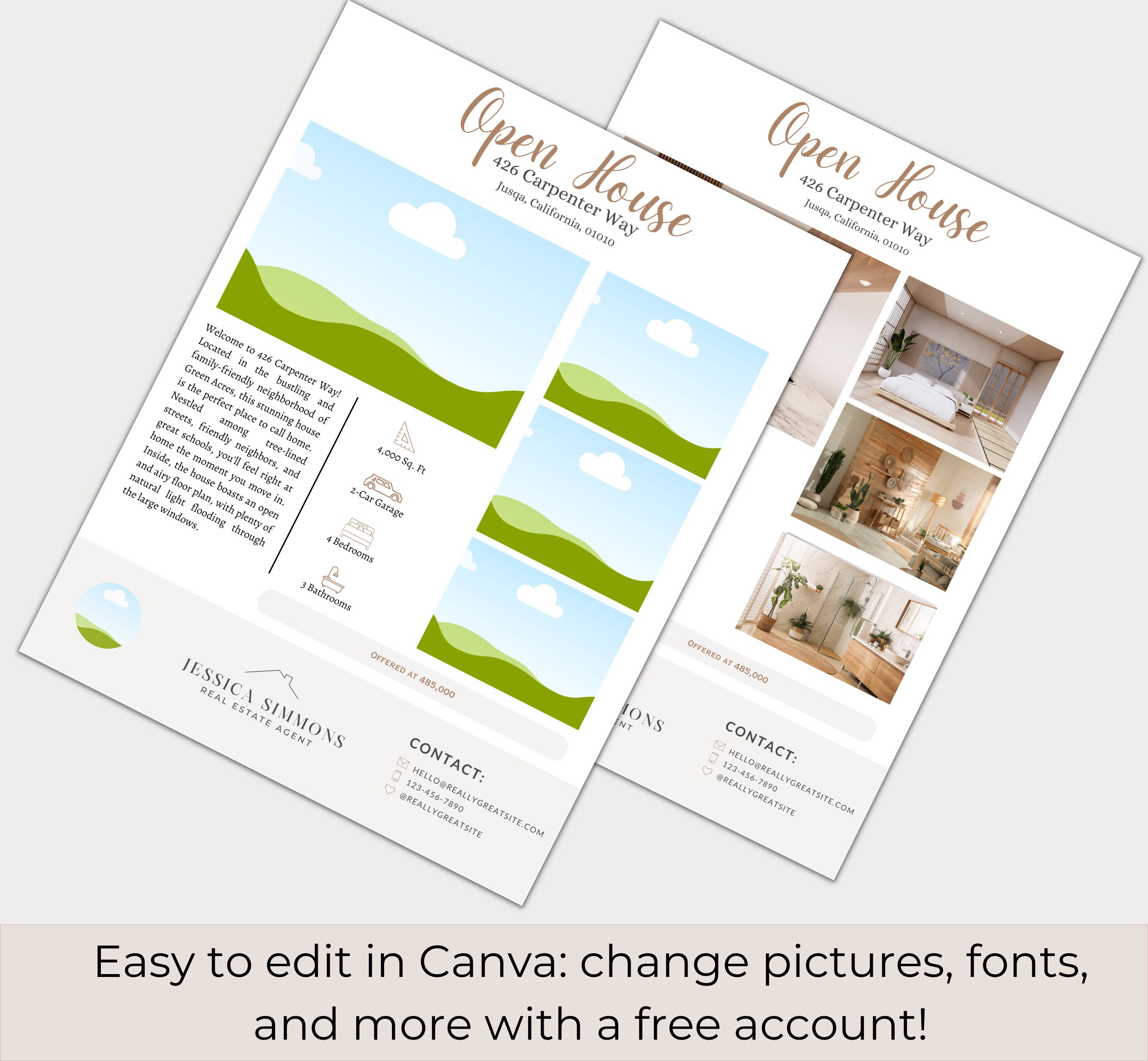 Modern Open House Template | Canva Editable Template | Real Estate ...