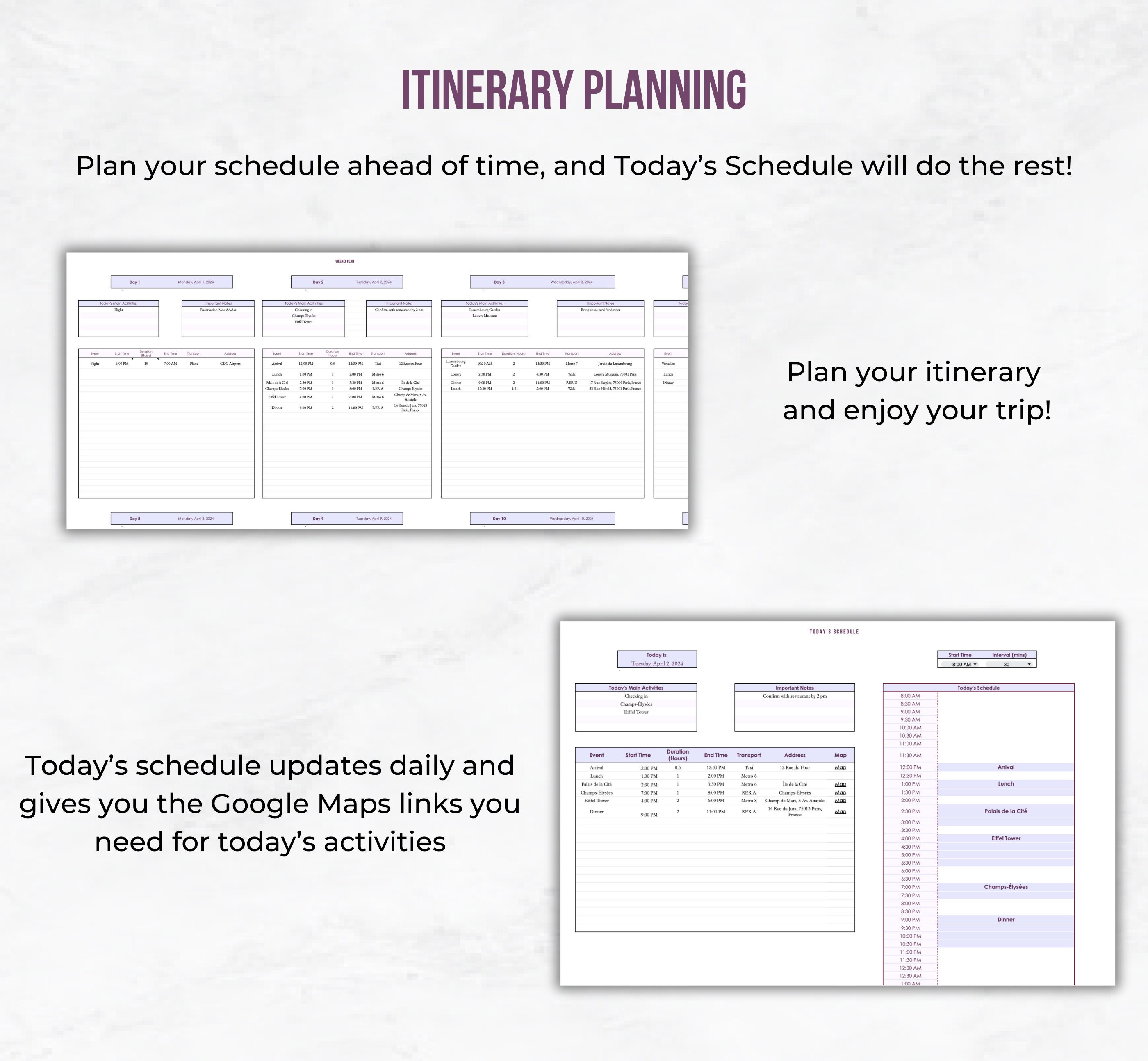Trip & Travel Planner | Budget and Purchase Trackers | Daily Schedule ...