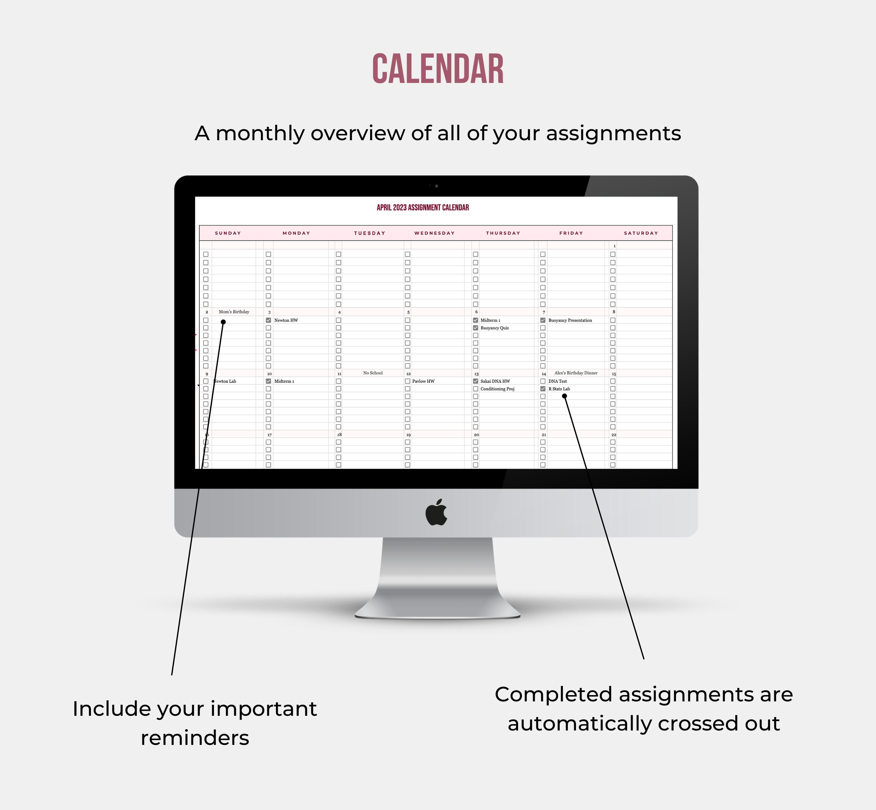 Assignment Tracker | Student Planner | Google Sheets Spreadsheet ...