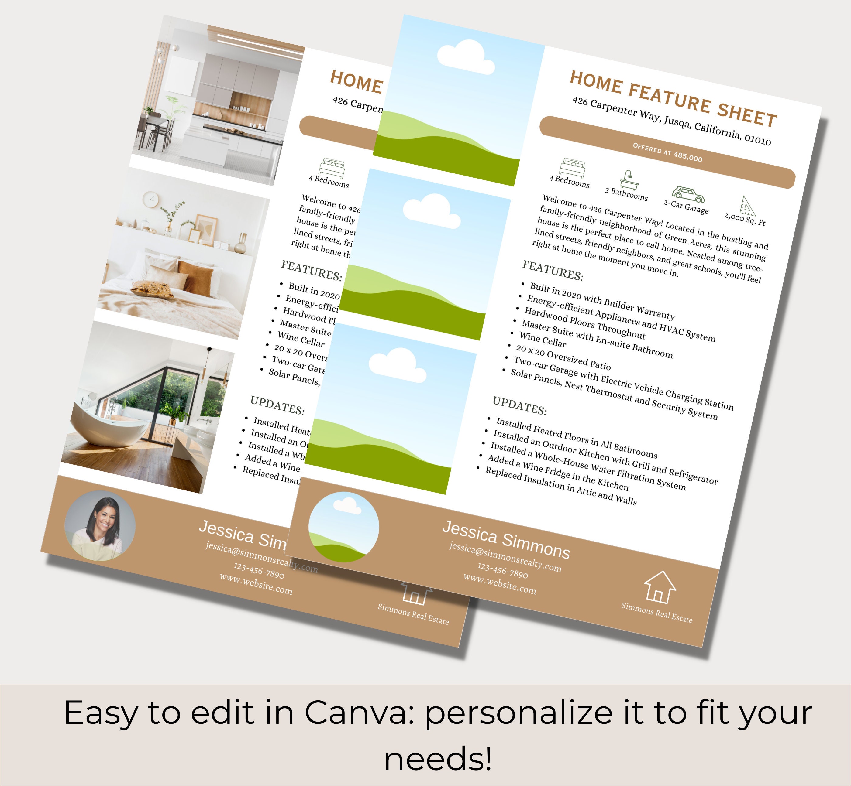 Professional Real Estate Home Feature Sheet Template | Canva Editable ...