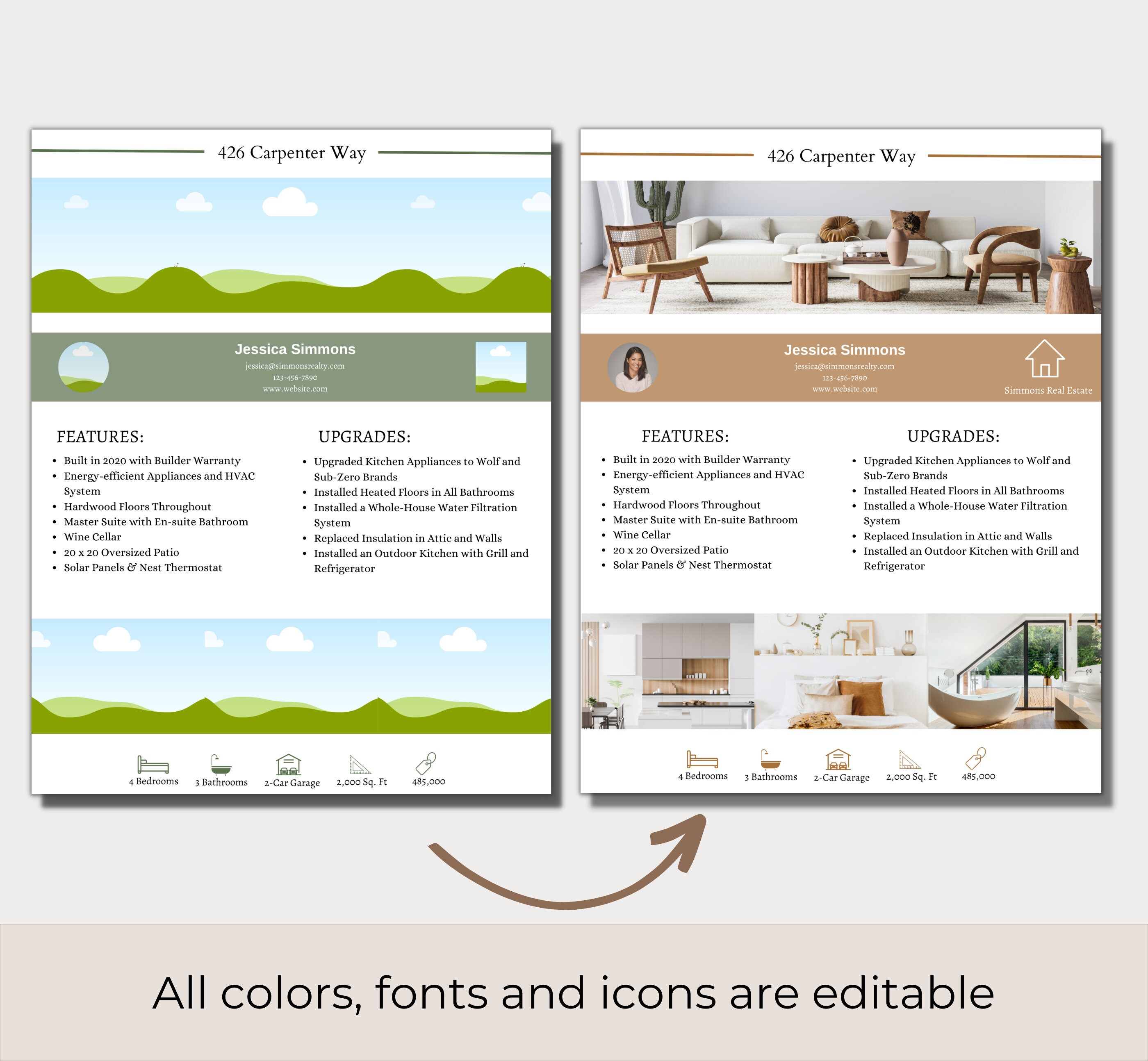 Real Estate Home Feature Sheet Template Bundle Property Listing 5 Canva ...