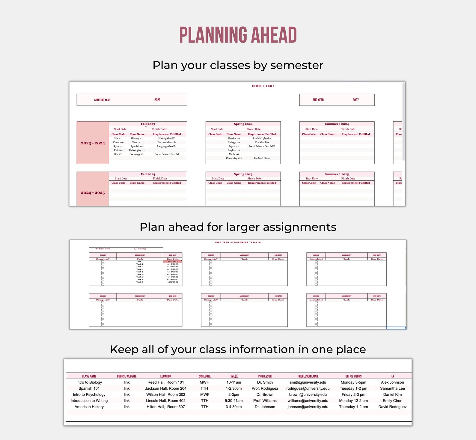 Assignment Tracker | Student Planner | Google Sheets Spreadsheet ...