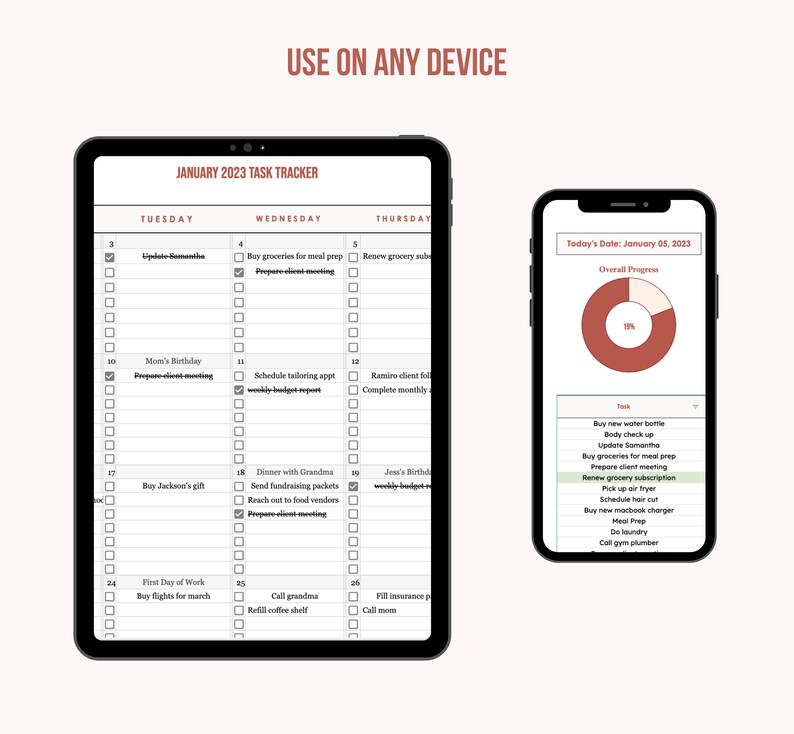 Dynamic to Do List and Calendar Google Sheets Task Tracker Spreadsheet ...