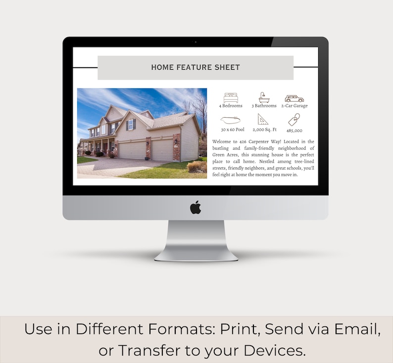 Professional and Modern Real Estate Home Feature Sheet Template | Canva ...
