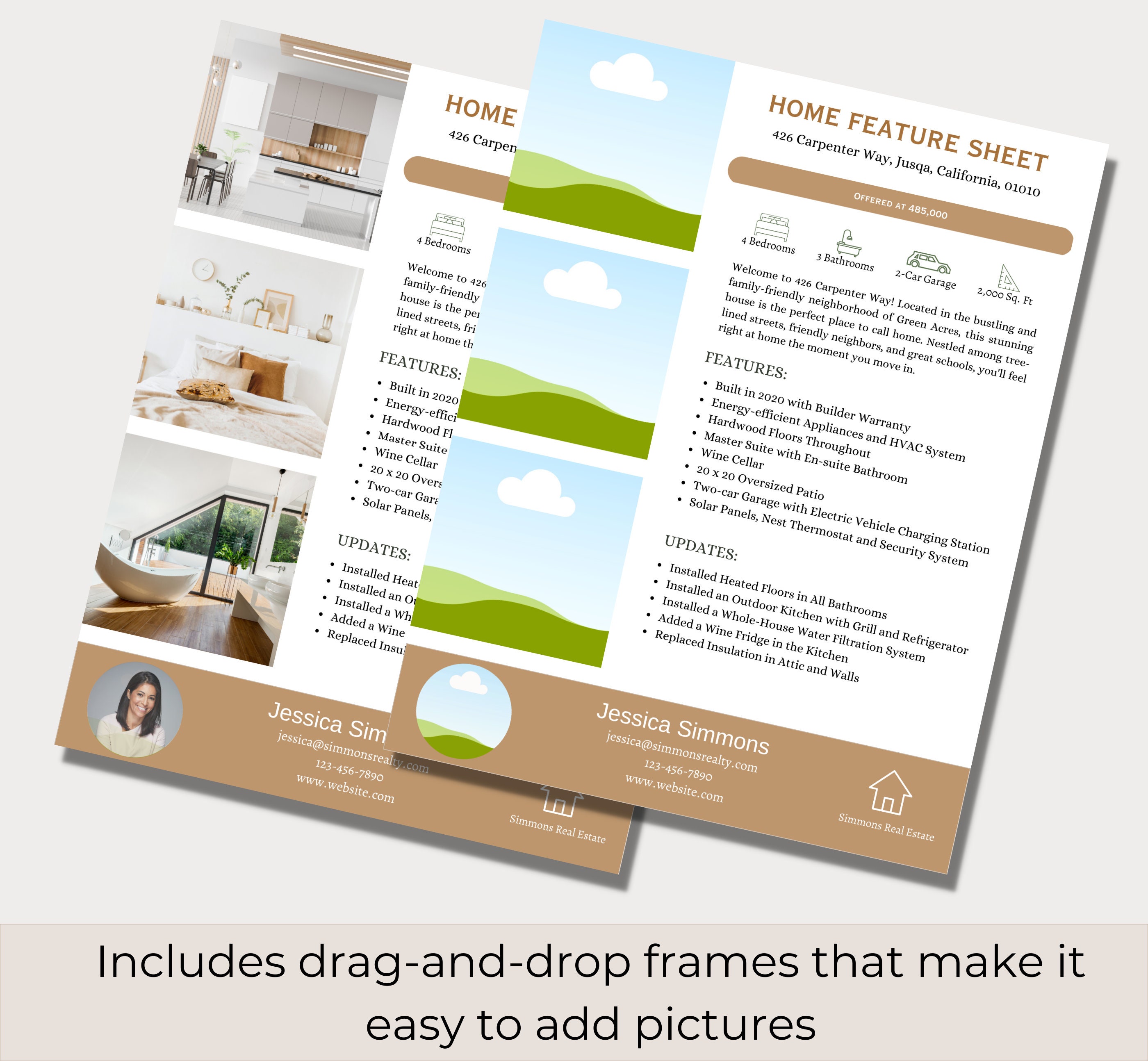 Real Estate Home Feature Sheet Template Bundle Property Listing 5 Canva ...