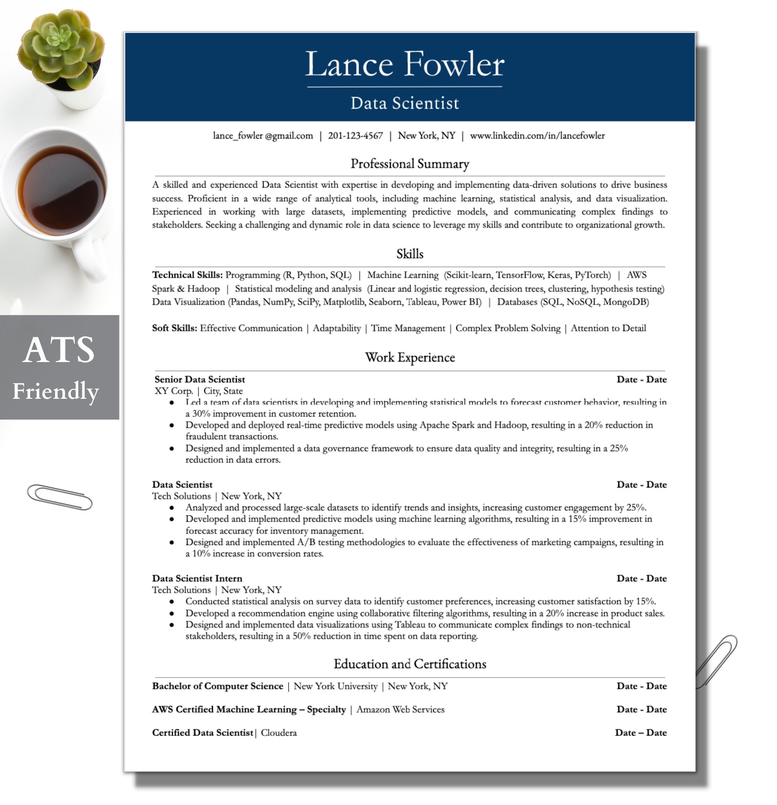 Executive ATS Resume Template | Cover Letter and References Template ...