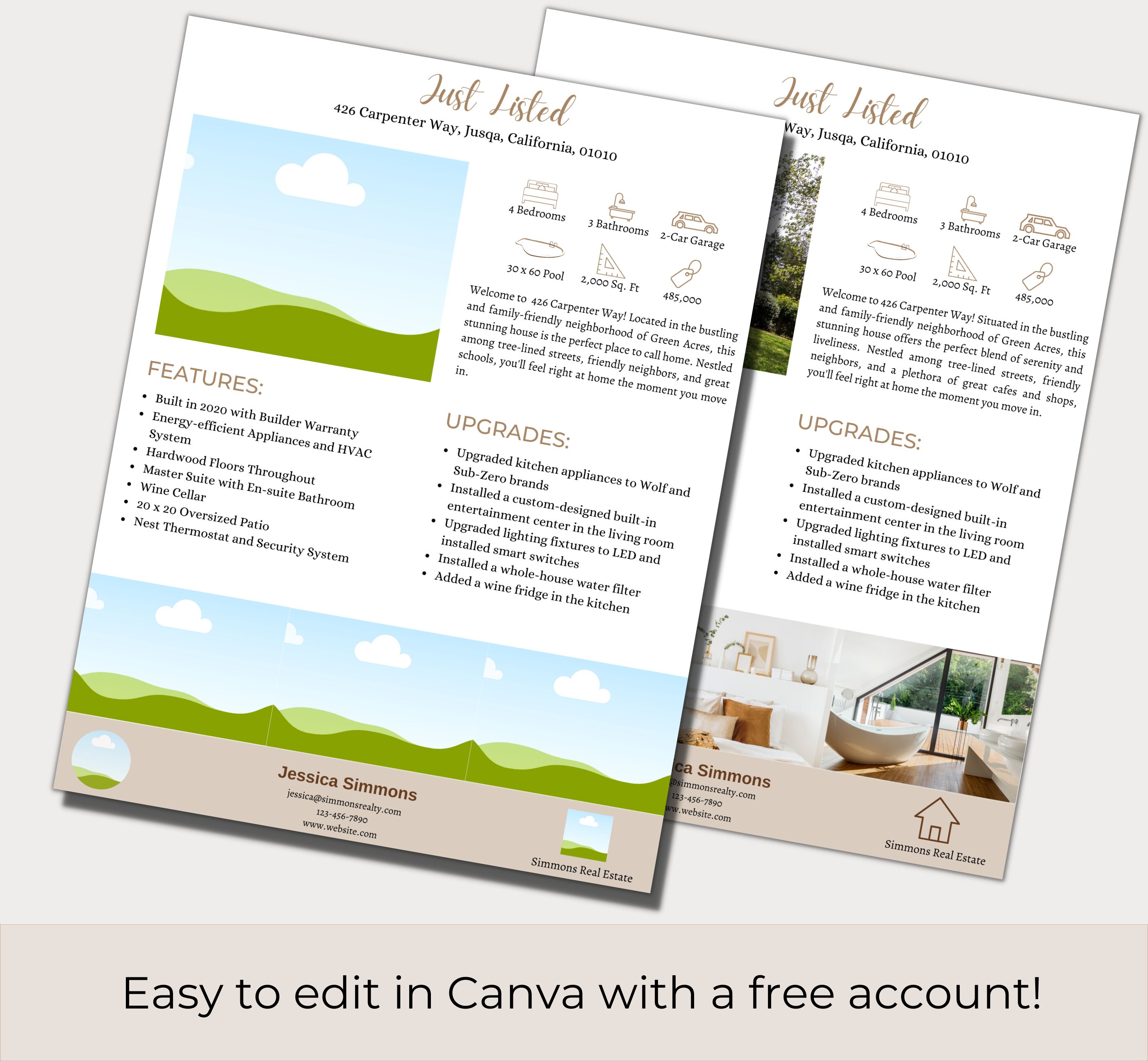 Real Estate Home Feature Sheet Template Bundle Property Listing 5 Canva ...