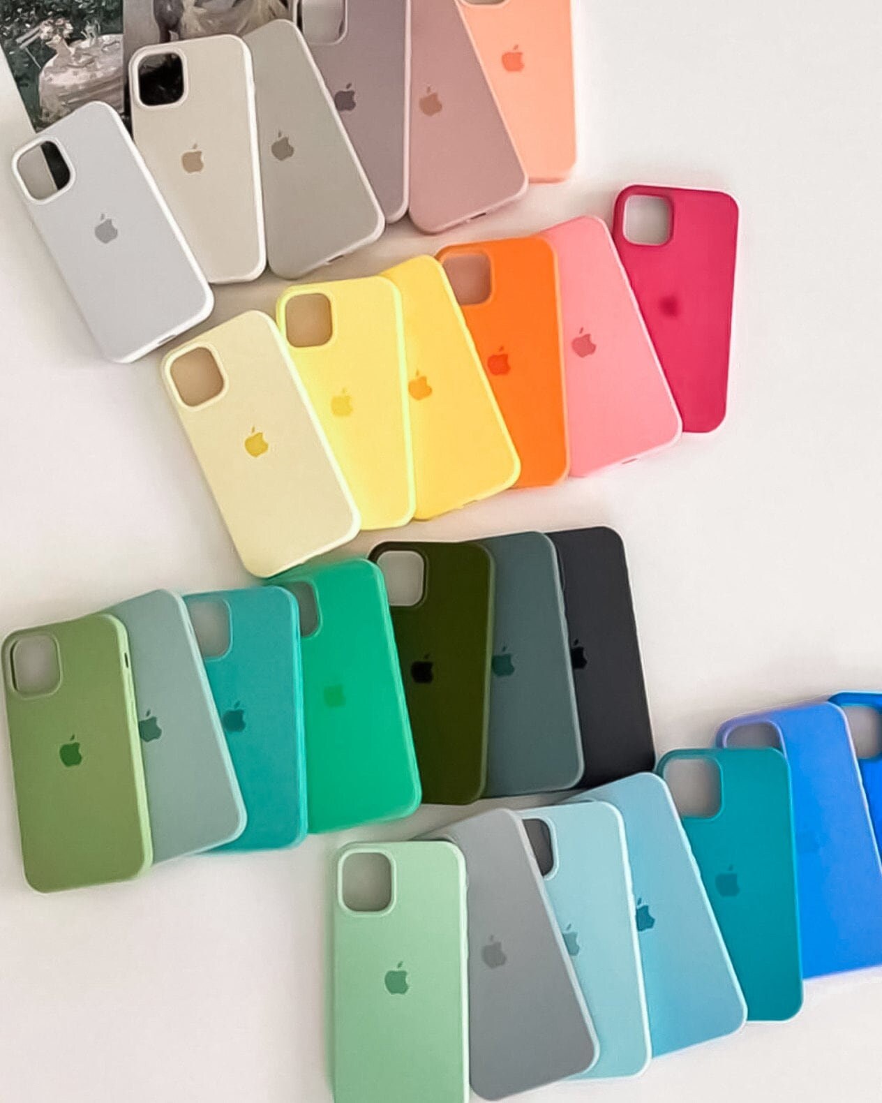 Solid Colour Silicone Phone Case iPhone 14 13 12 11 Pro Max Cover ...