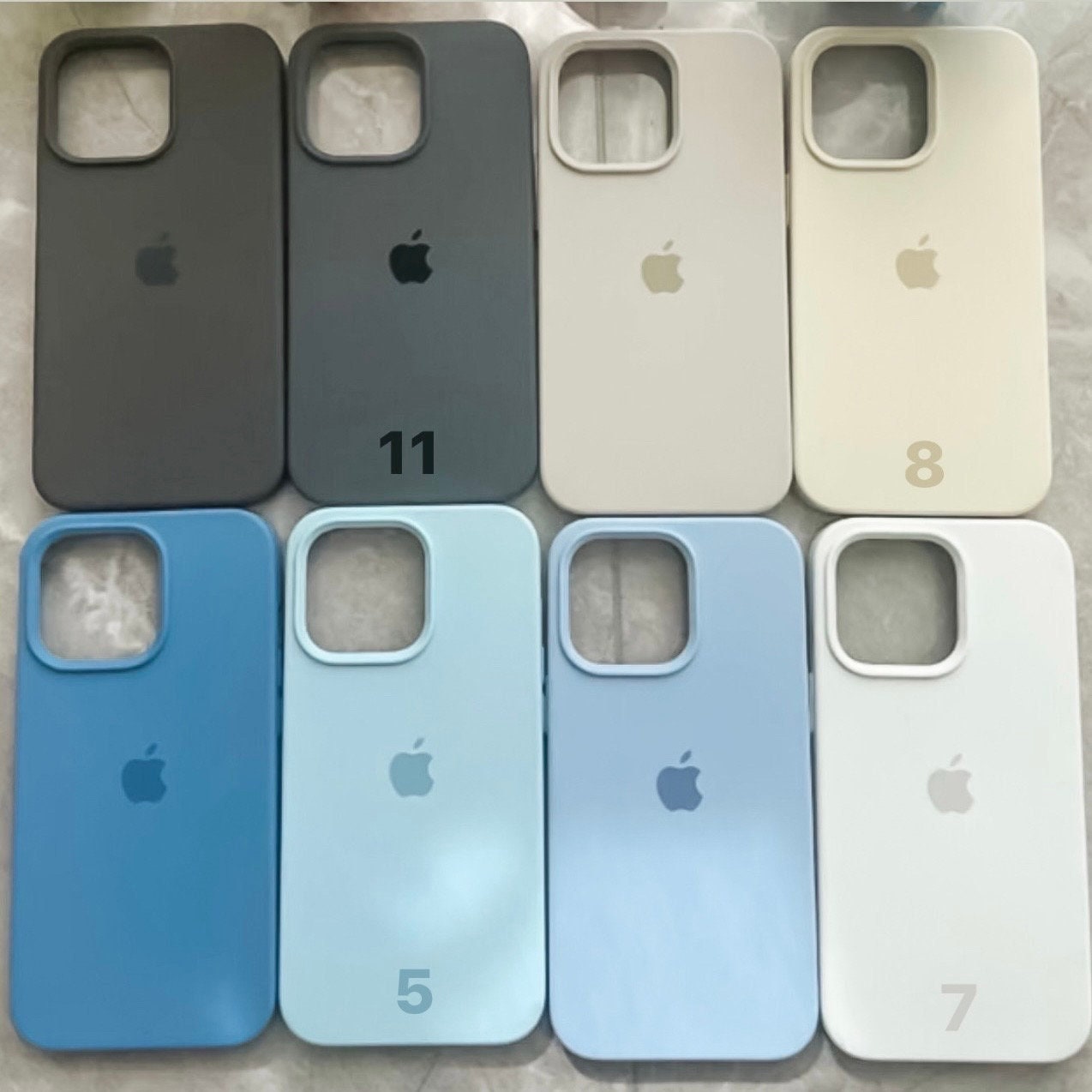 Blue Beige Grey Colour Silicone Phone Case iPhone 15 14 13 12 11 Pro ...
