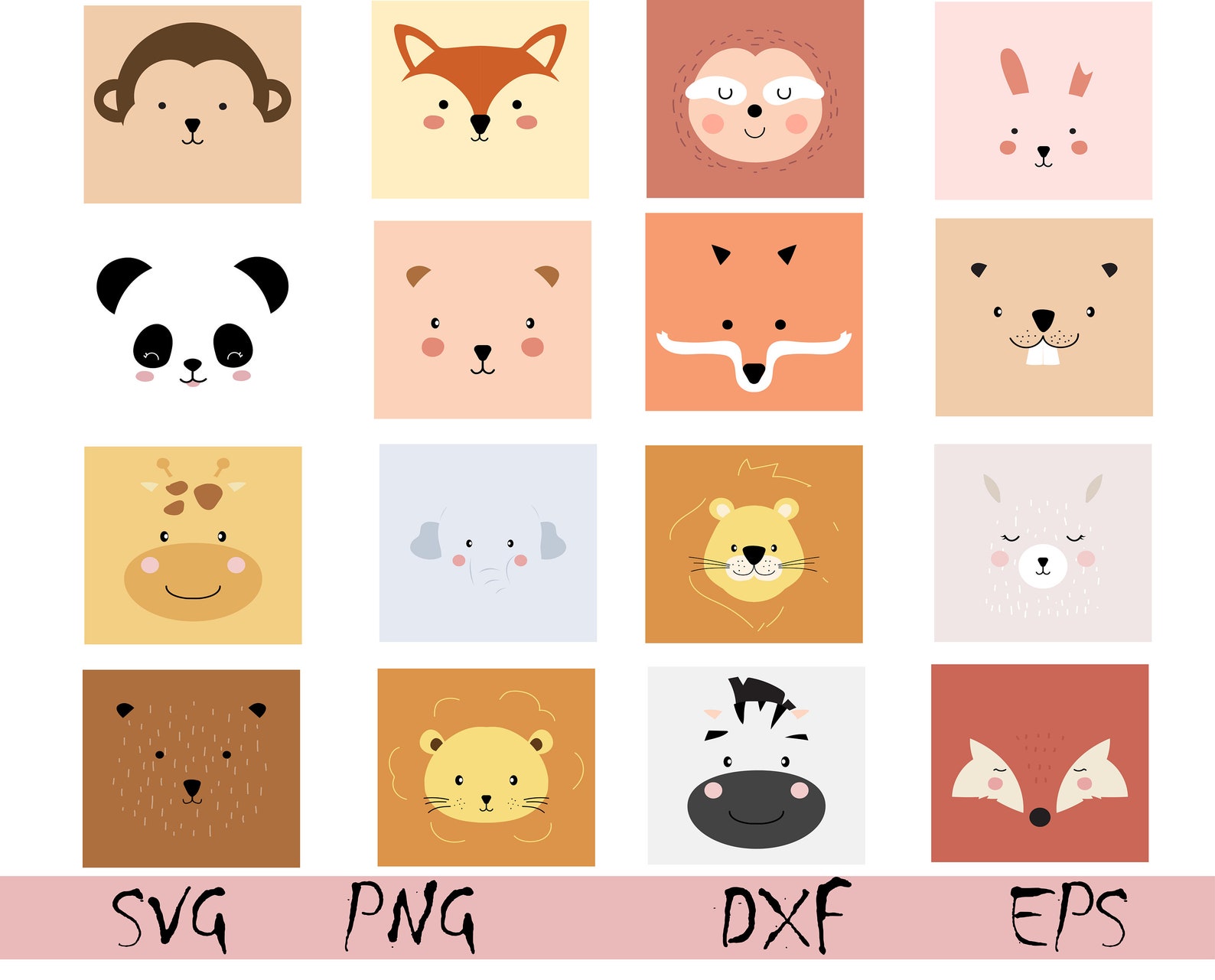 Cute Animals Svg cute Animal Face Svg Baby Animals Cute - Etsy