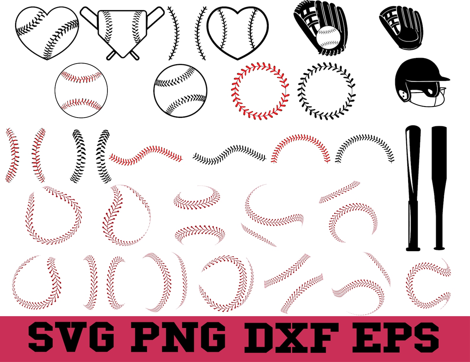 Baseball Bundle Svg , Baseball Stitches Svg , Baseball Cut Files ...