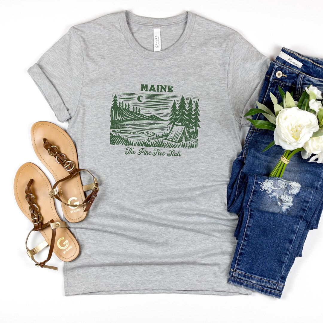 Maine, the Pine Tree State, Rustic, Unisex Jersey Short Sleeve Tee, T ...