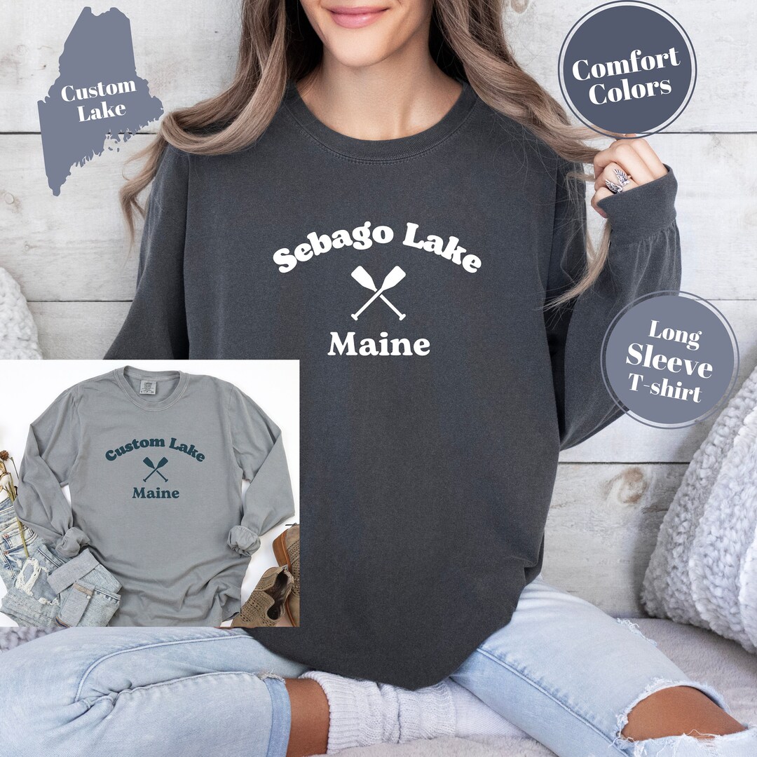 Personalized, Maine LAKE, Comfort Colors, Long Sleeve T-shirt, Unisex ...